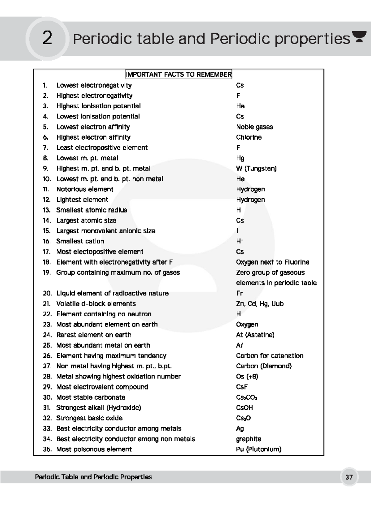 Periodic Table and Properties: Key Facts to Remember - Studocu