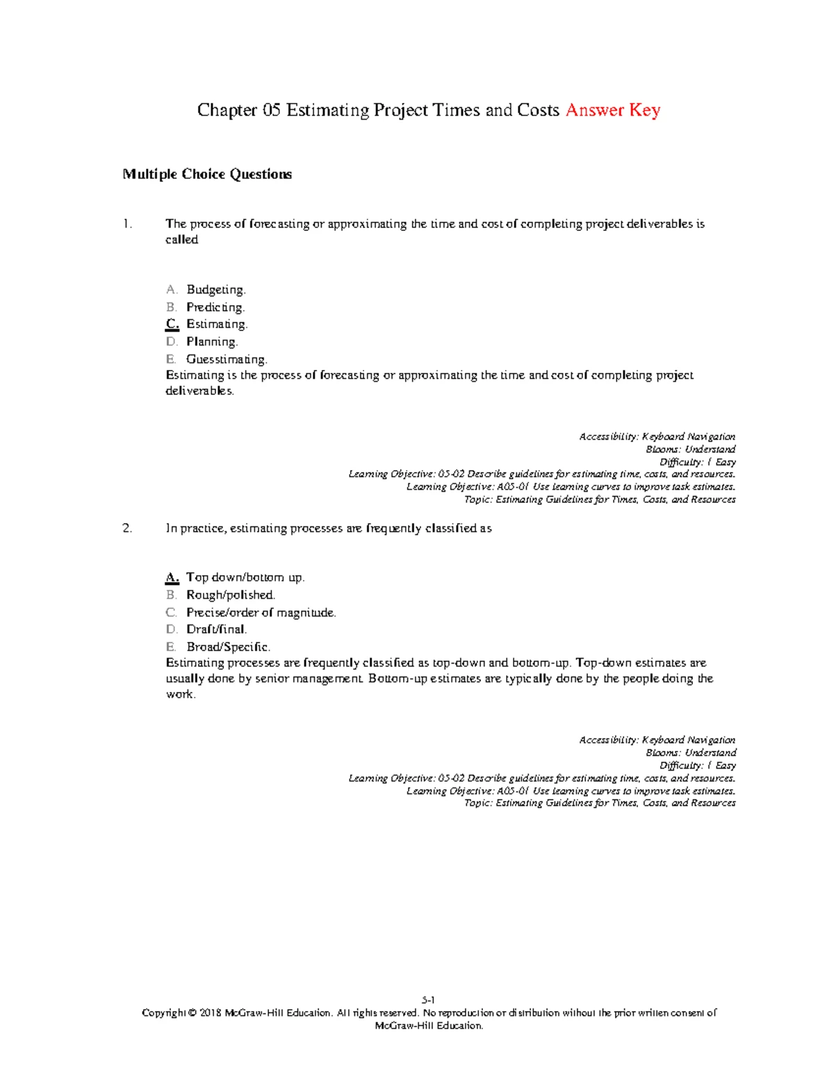 Project Management The Managerial Process Chap 07 Test Bank - 7 ...