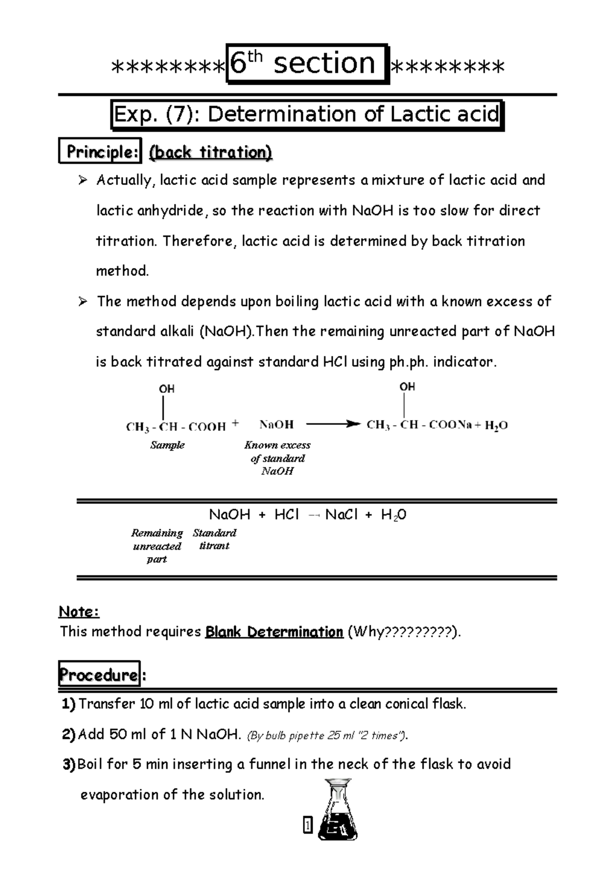 7th Section - Titration Methods: Lactic Acid & Sodium Salicylate - Studocu