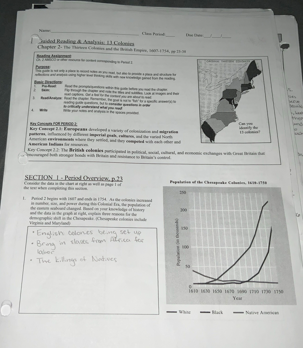 Amsco AP US CH. 2 PG. 1 - Name: Class Period: Due Date: Guided Reading ...