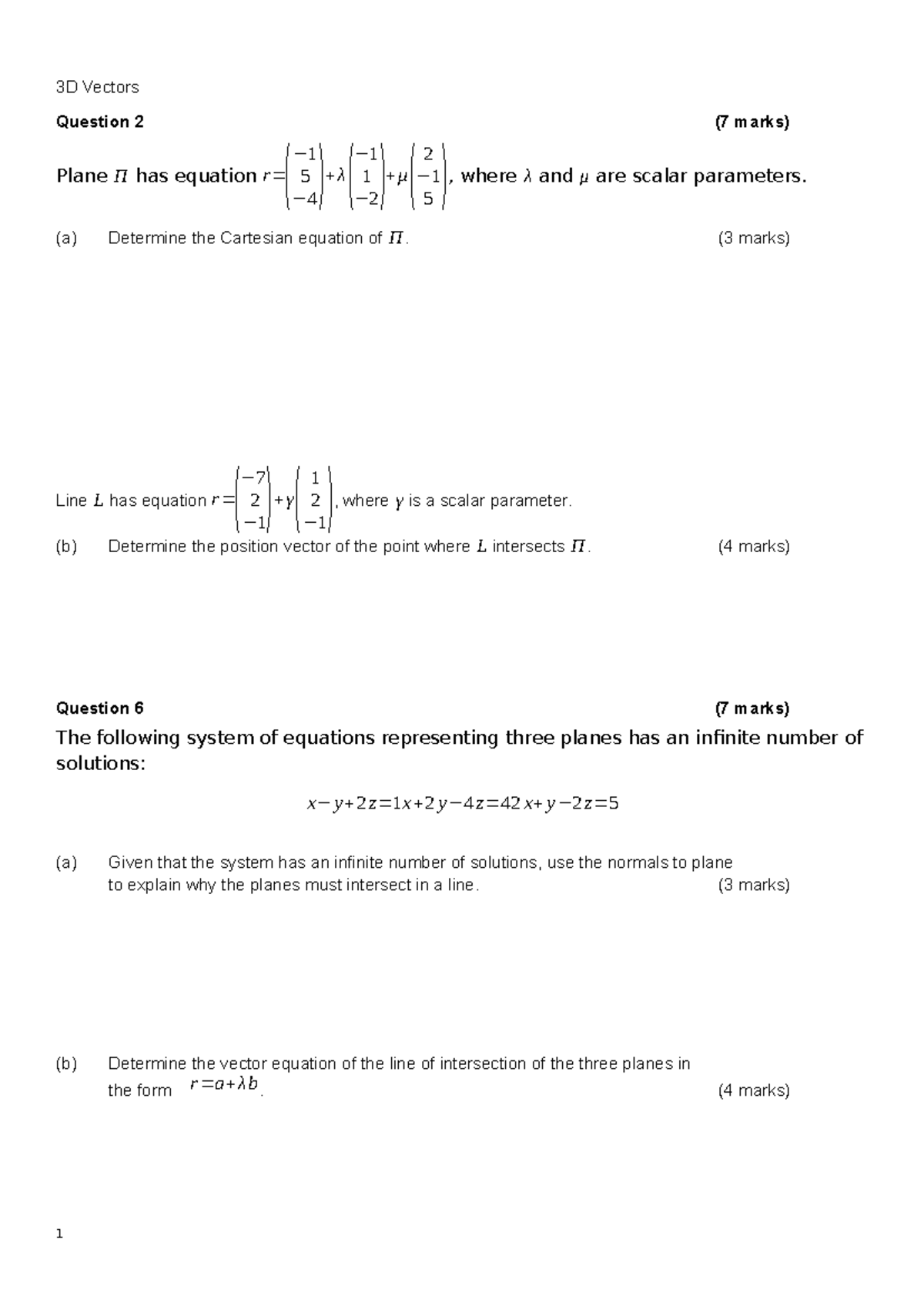 3D Vectors Review - Specialist Course Notes - Studocu
