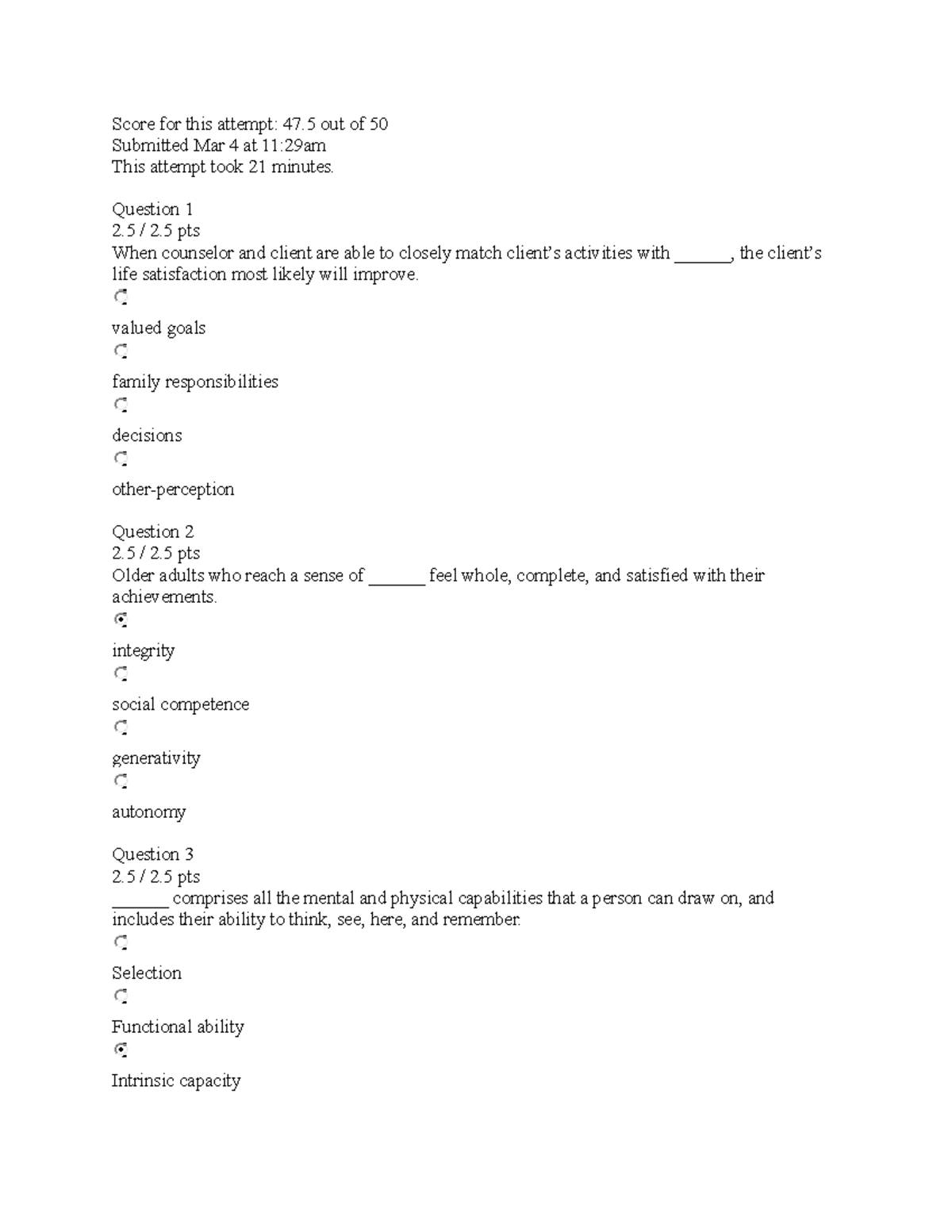 Quiz Ch 12 Key Questions Answers On Late Adulthood Issues Studocu