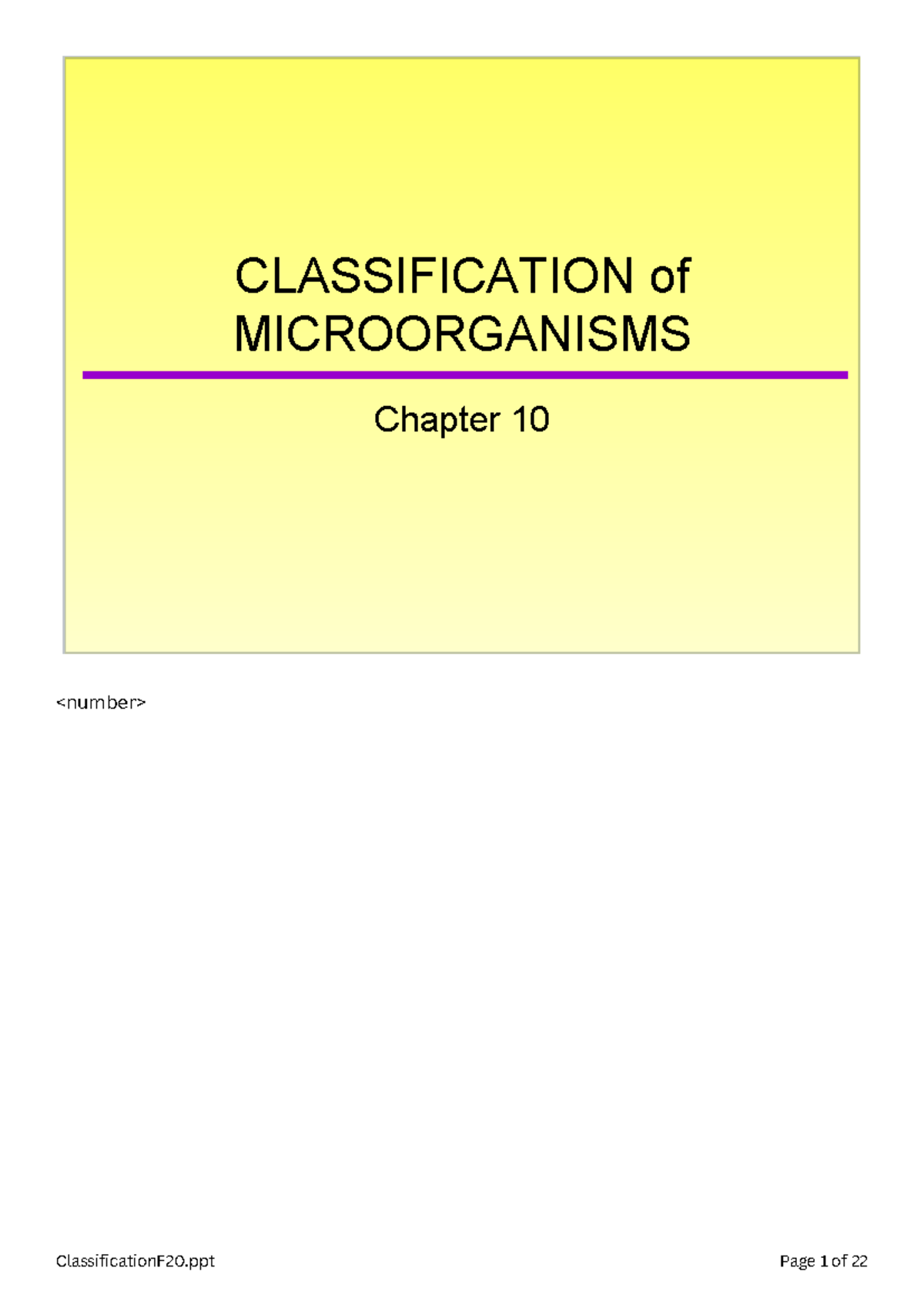 Classification of Microorganisms - Chapter 10 Overview (F20) - Studocu