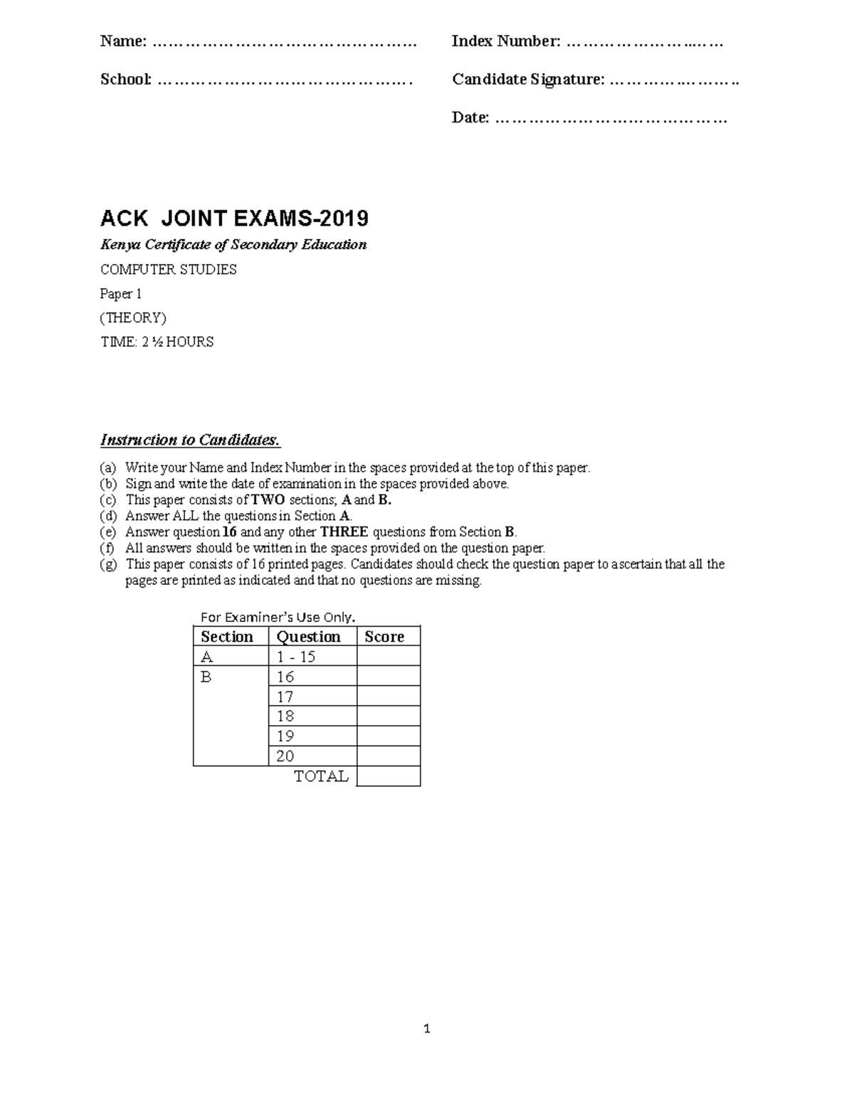 COMP PP1 Theory Exam Questions and Instructions Guide - Studocu