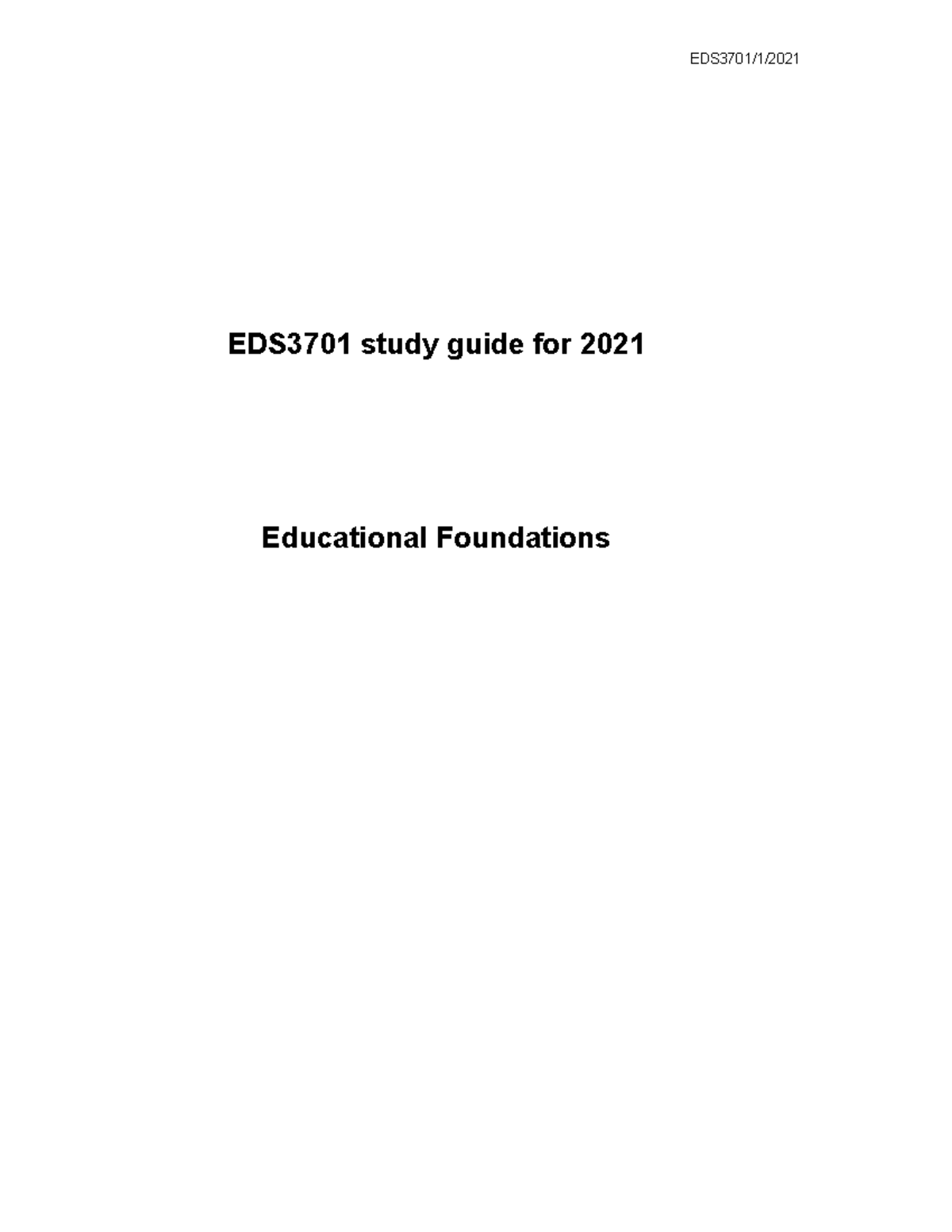 EDS3701 Final Exam Study Guide: Educational Foundations Overview - Studocu