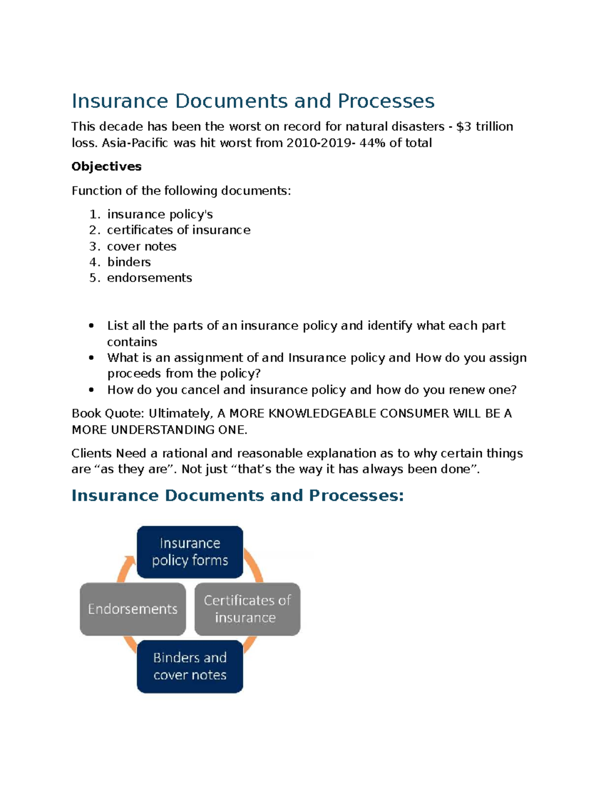 RMGT- Chapter 5: Insurance Documents and Processes Overview - Studocu