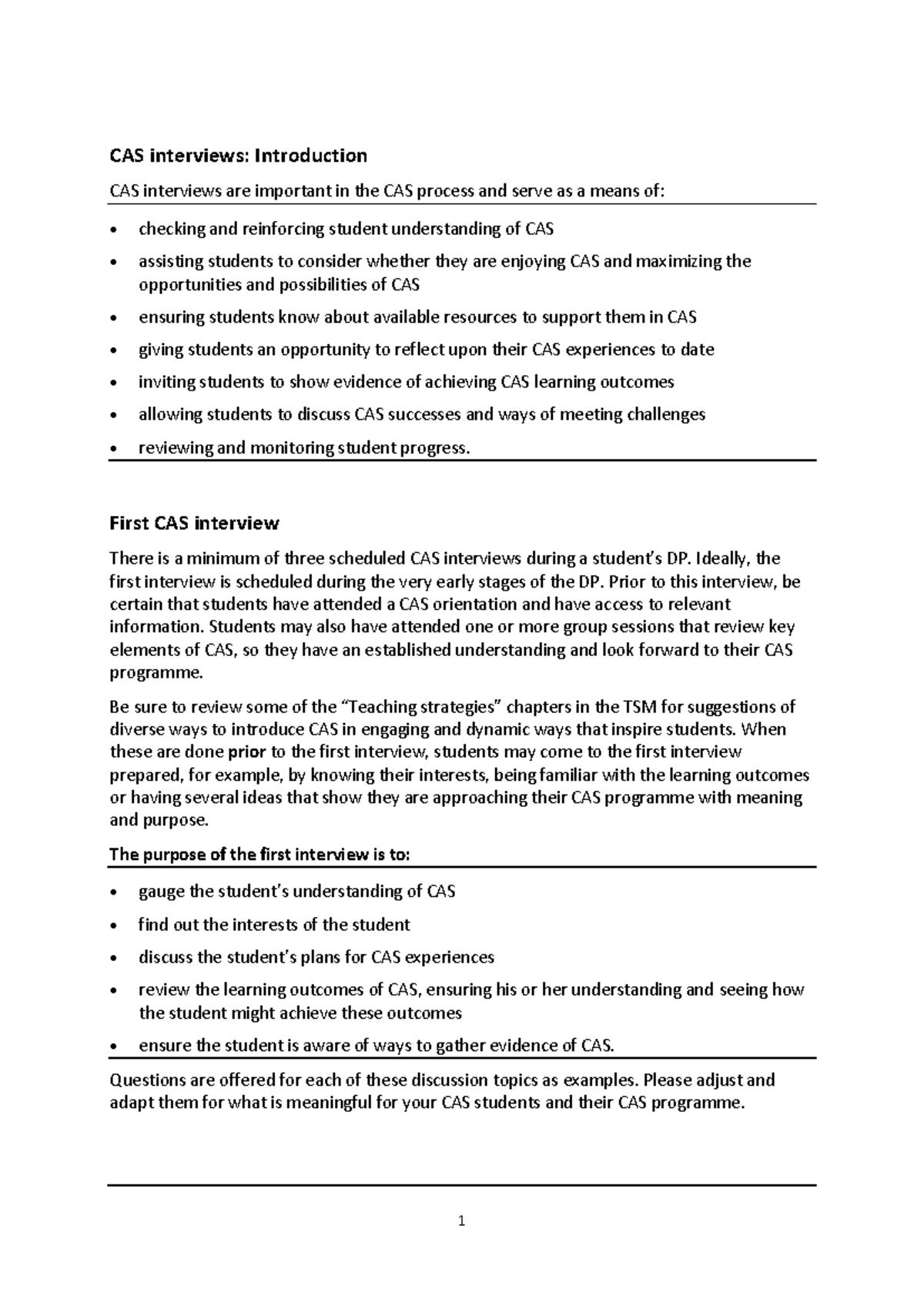 CAS Interview Guide: Key Questions & Student Reflection Strategies ...
