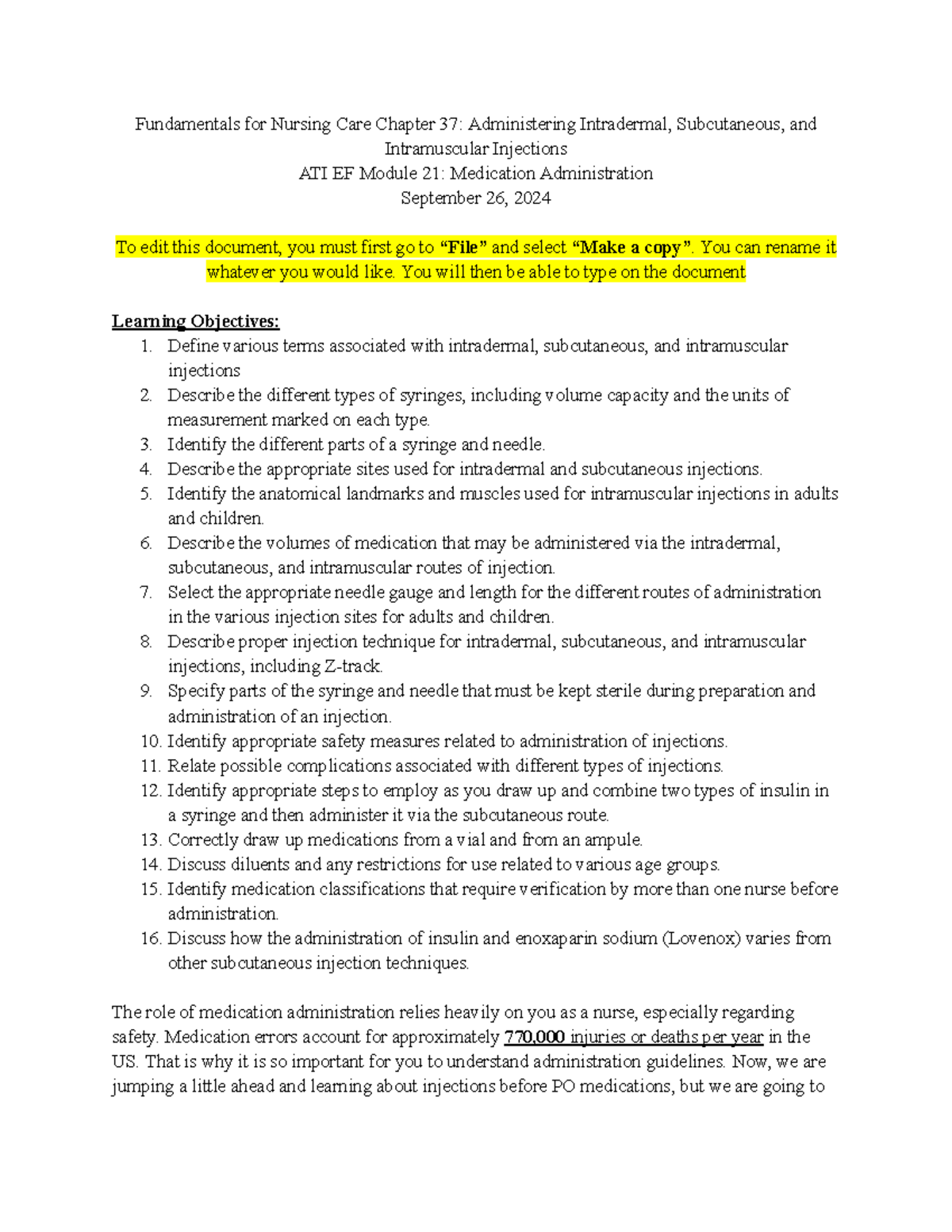 FON Ch. 37 & ATI EF Module 21: Injection Techniques & Safety Guide ...