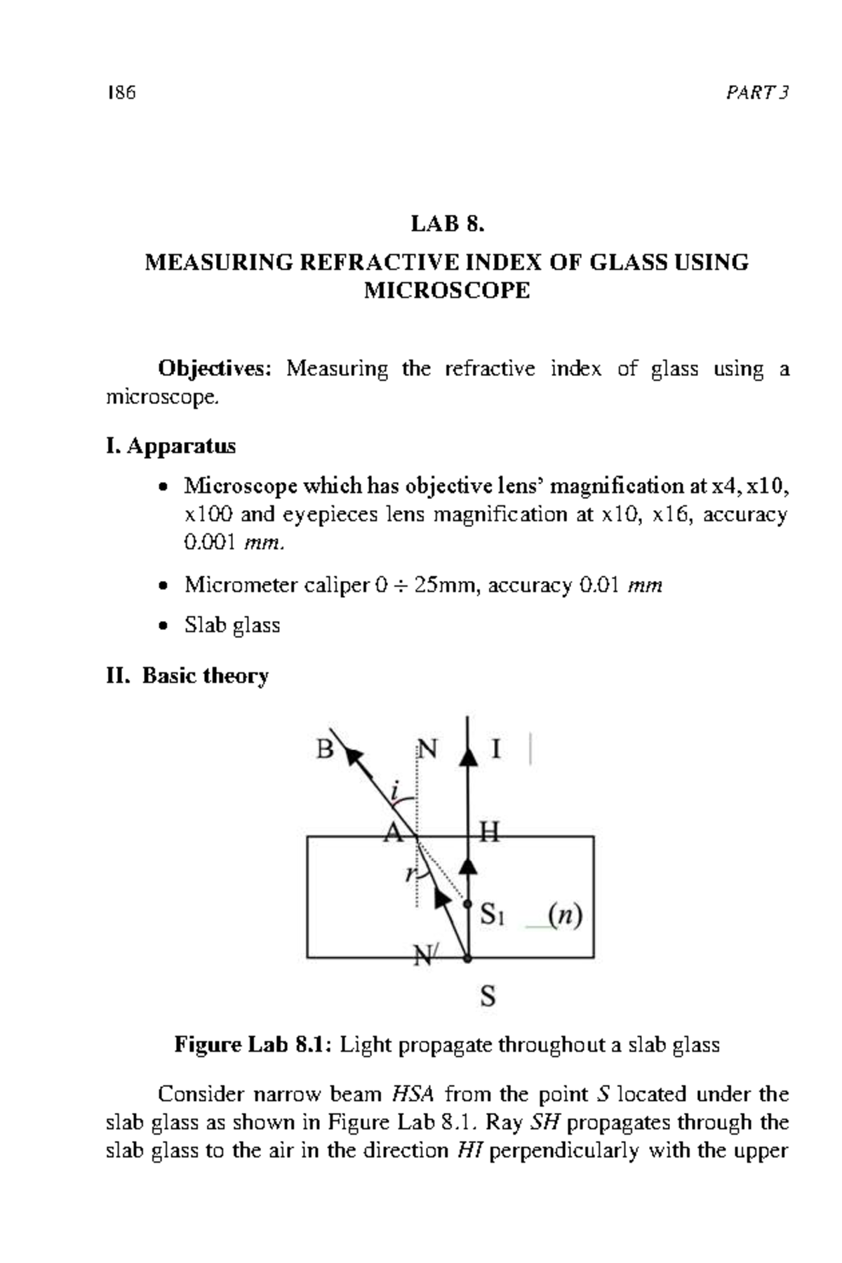 Lab 8: Measuring Refractive Index of Glass Using Microscope (186) - Studocu