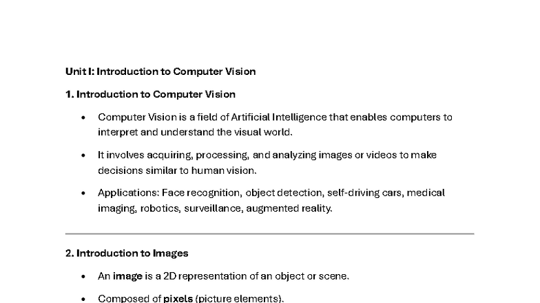 Unit 1 - Introduction to Computer Vision - Introduction to Computer ...