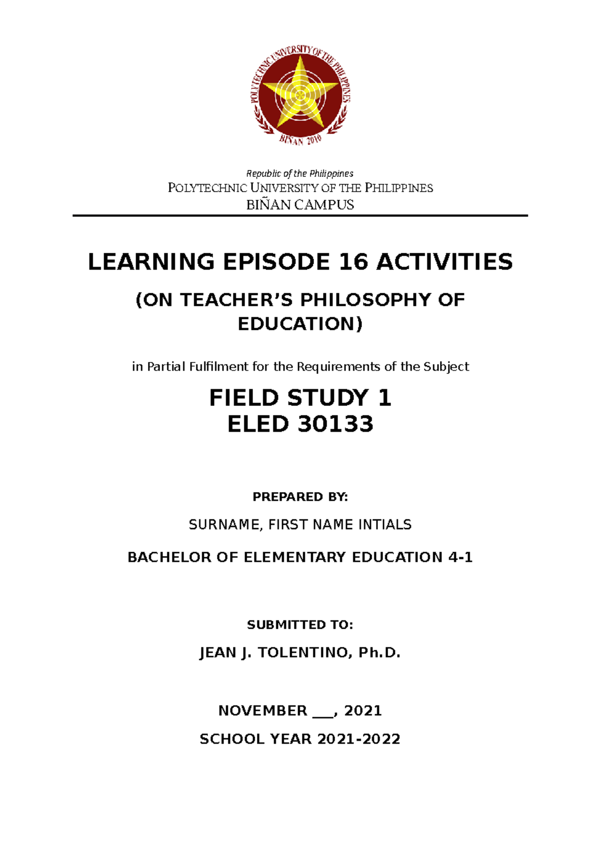FS1-EP16 - Analyzing Teacher's Philosophy of Education - Studocu