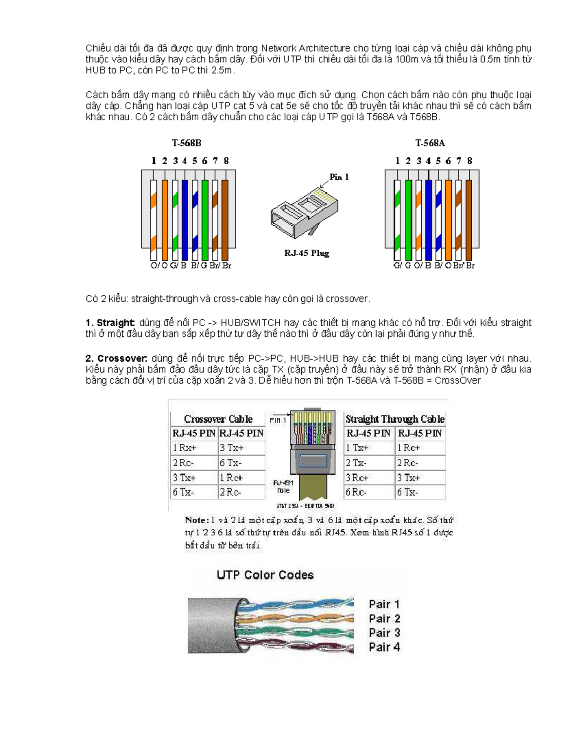 Cách Bấm Cáp Mạng UTP: T568A, T568B và Crossover - Studocu