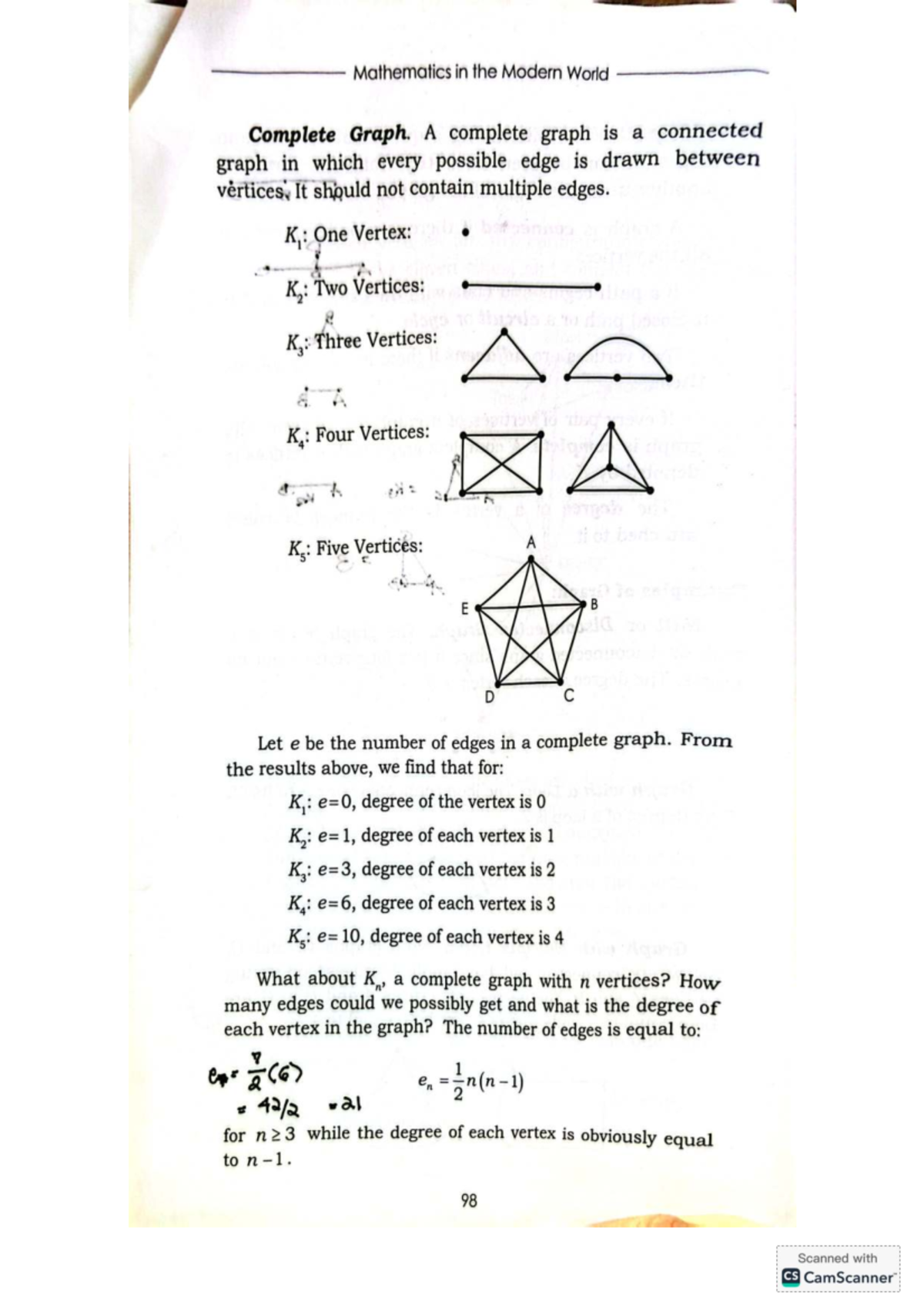 Math Mod (MATH101) Chapter 5: Complete Graphs Explained - Studocu