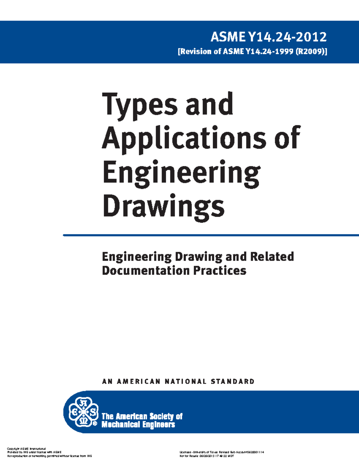 ASME Y14.24: Types and Applications of Engineering Drawings - Studocu