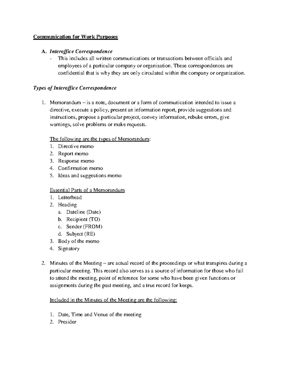 Work Communication: Essential Skills & Types of Correspondence - Studocu