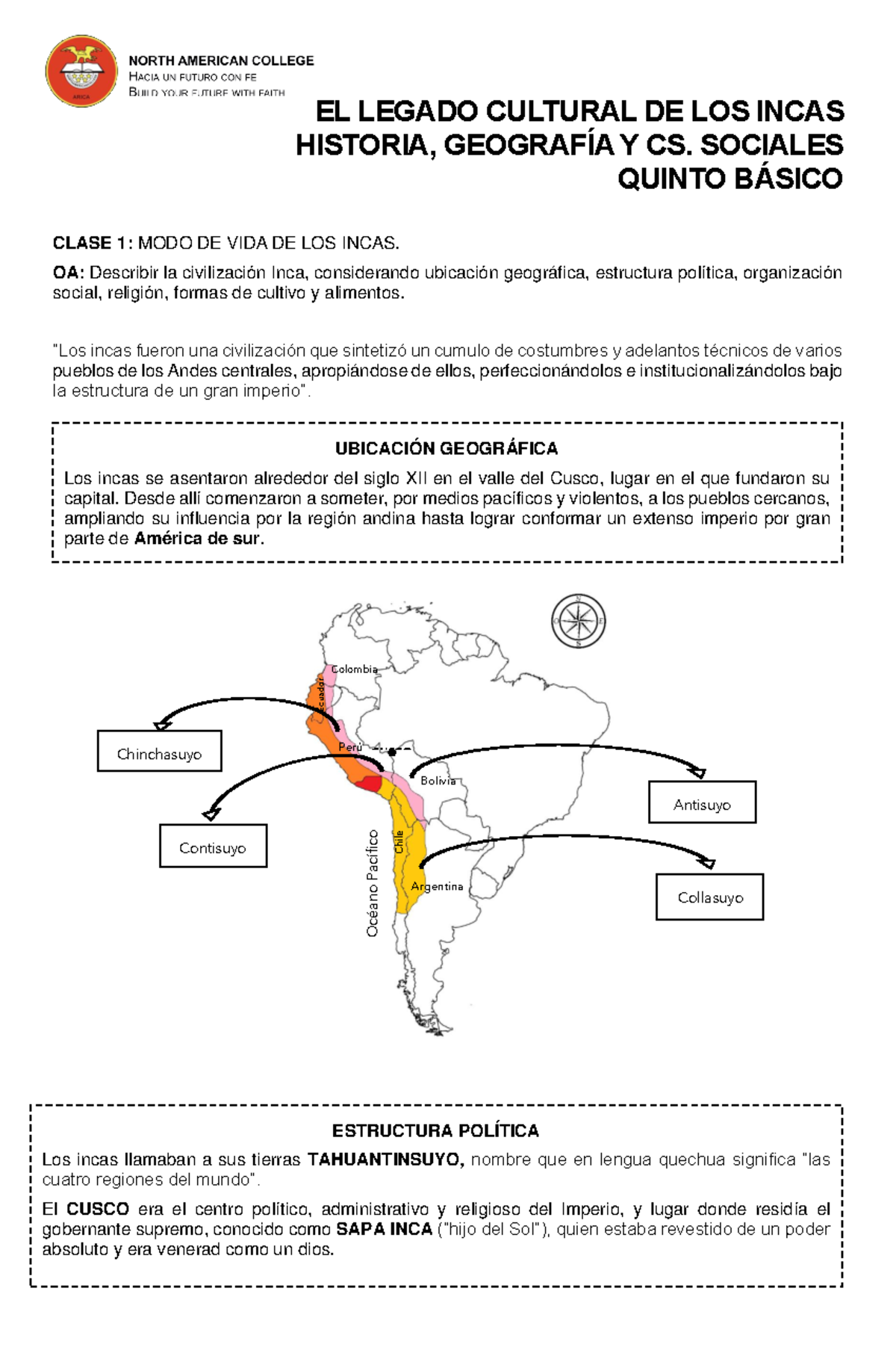 Guia Clase 1 y 2 - Leer - EL LEGADO CULTURAL DE LOS INCAS HISTORIA ...