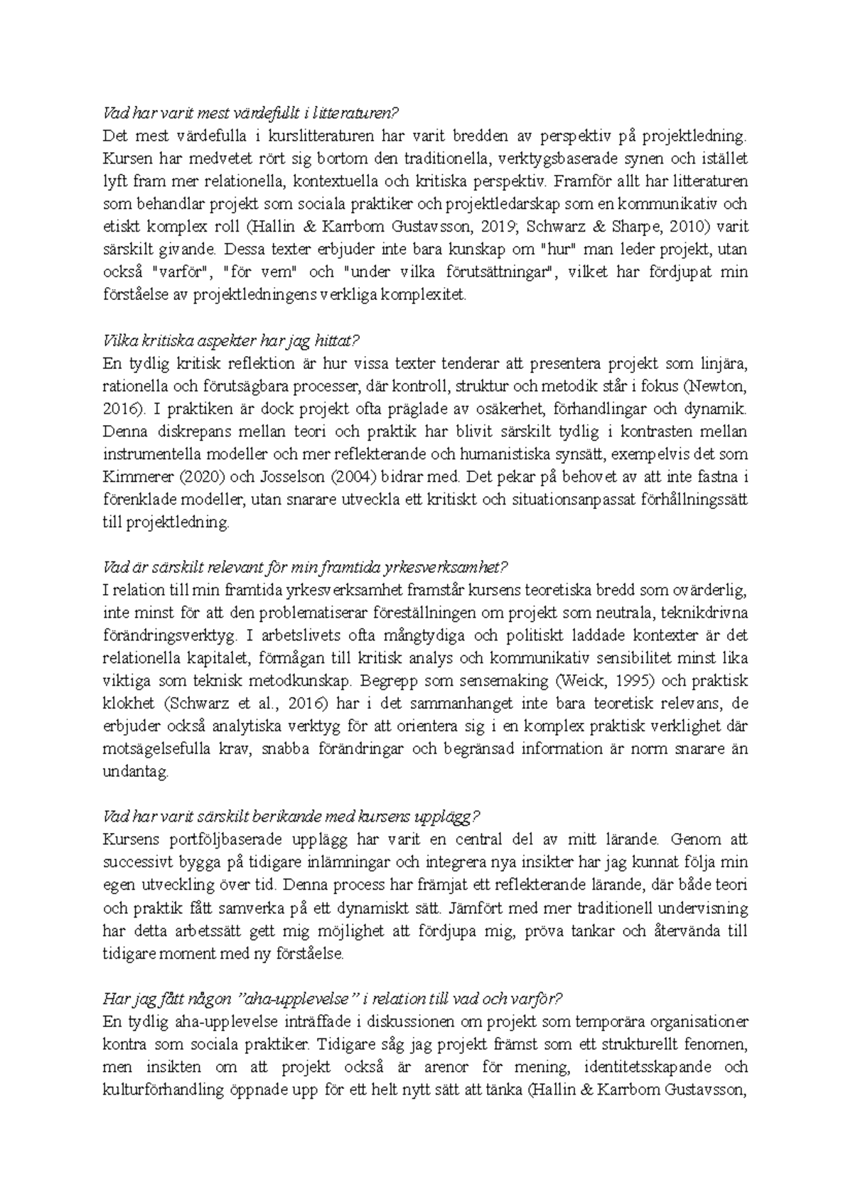 Kurslitteraturens Värde i Projektledning: Reflektioner och Insikter ...