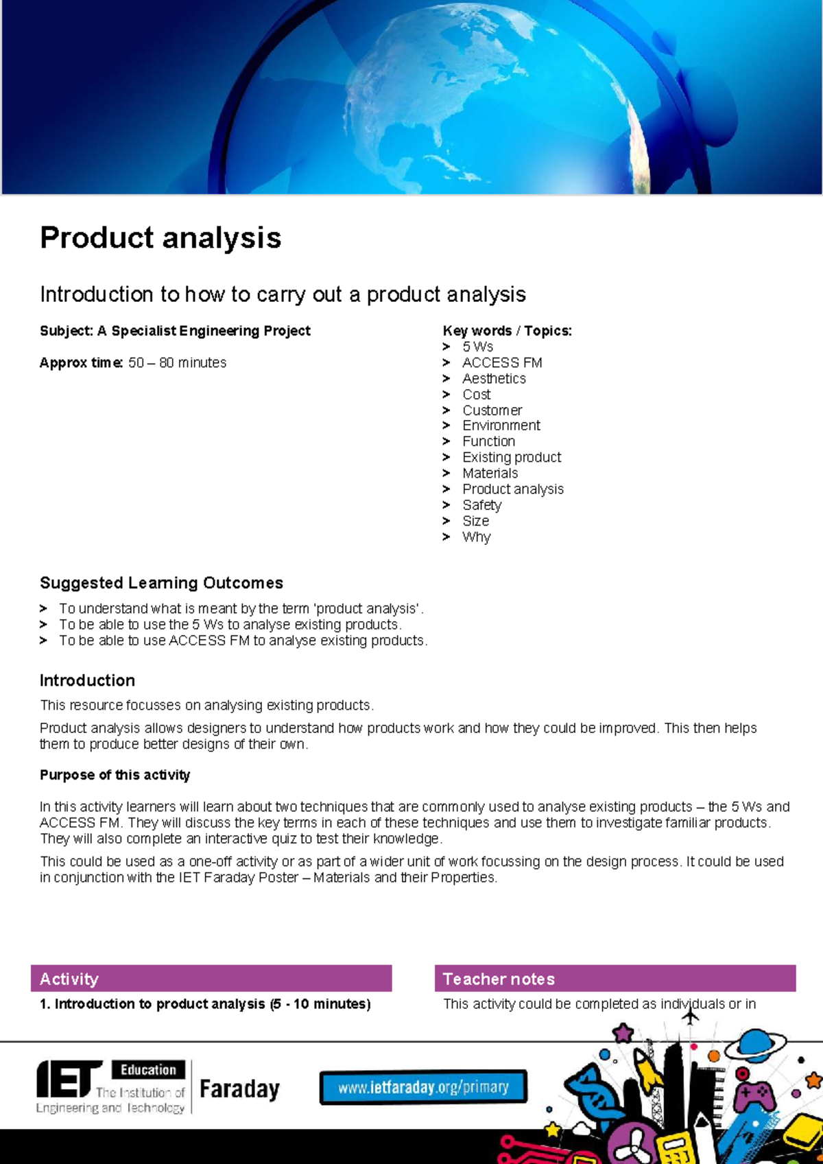 Product analysis techniques: 5 Ws and ACCESS FM for engineering ...