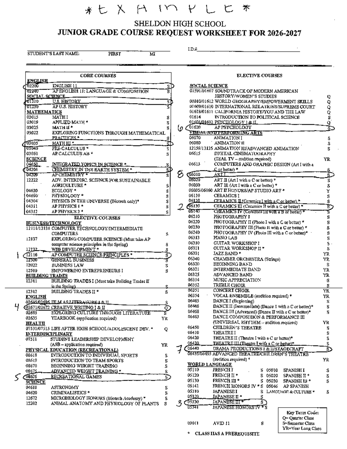 11th Grade Course Request Worksheet 2026-2027 - Studocu
