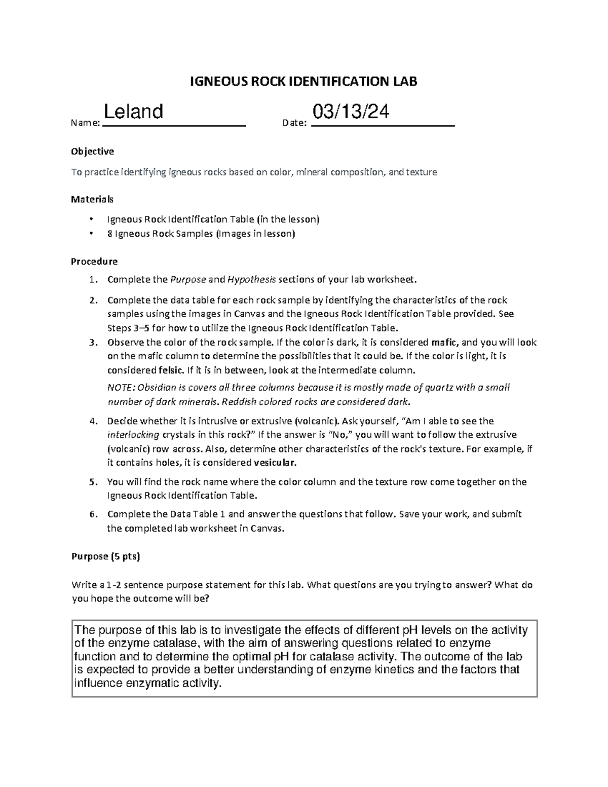 Igneous Rock Identification Lab Guide for Analysis & Practice - Studocu