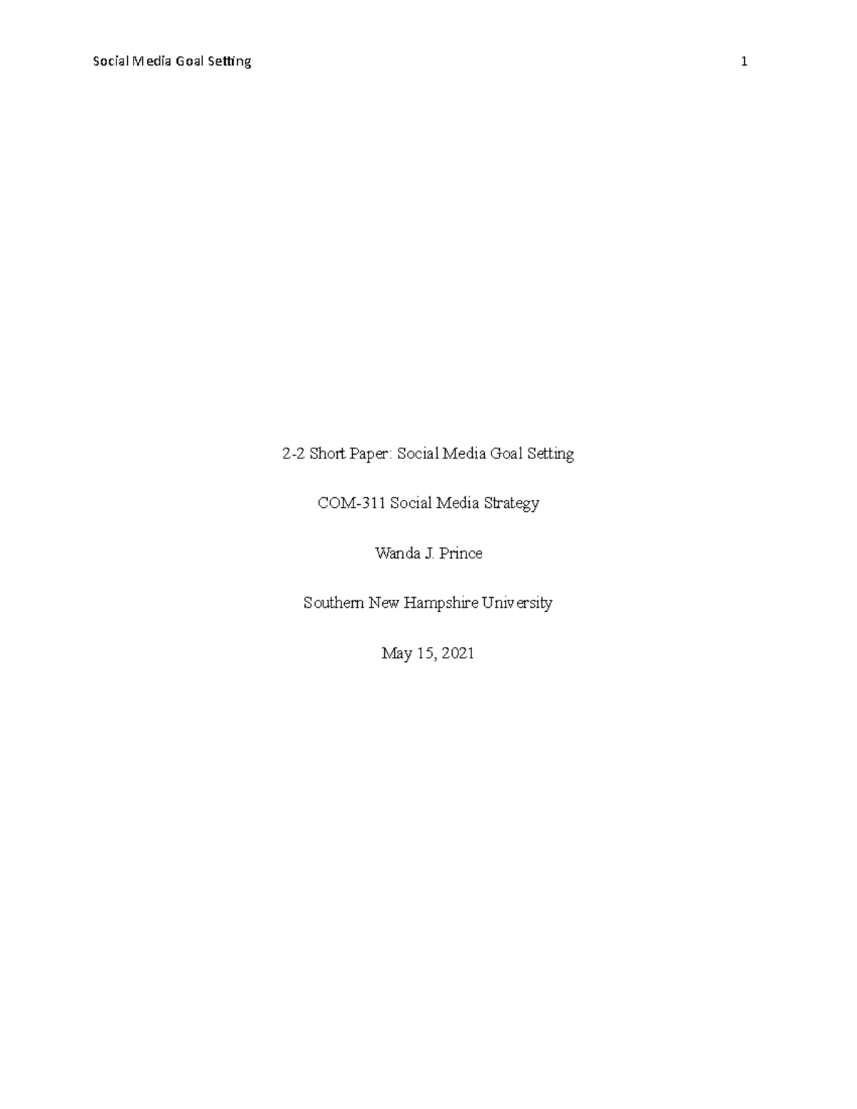 Week 2 short paper social media strategy WJP Updated with References ...