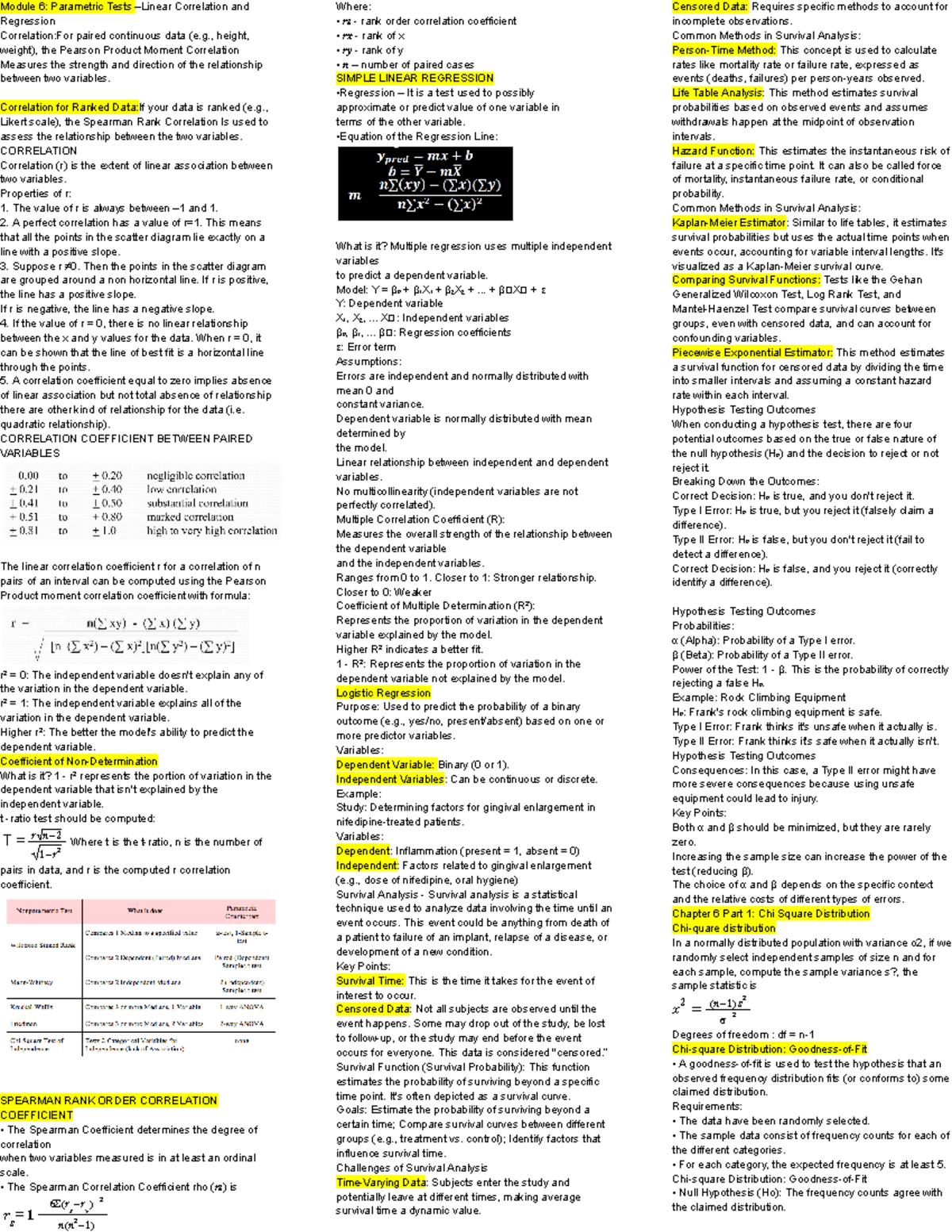 BIOS 301 Module 6: Linear Correlation & Regression Insights - Studocu