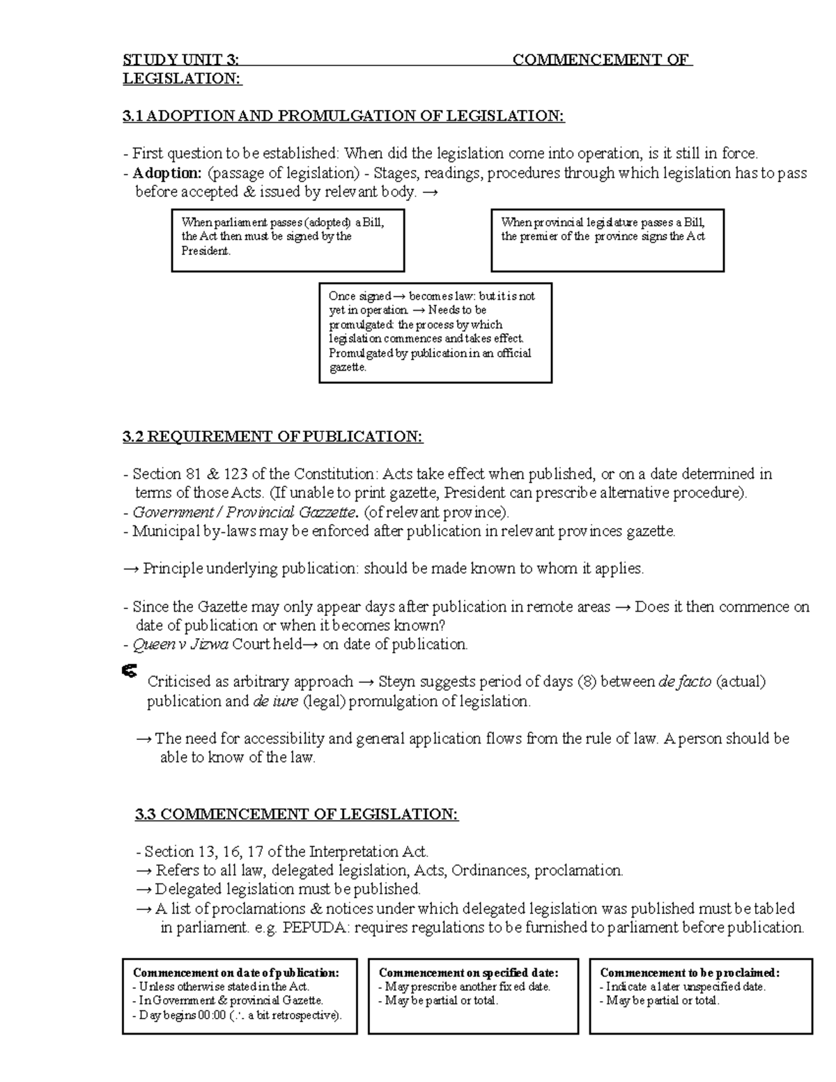 SU-3-Commencement-and-Promulgation-of-Legislation-Study-Unit - Studocu