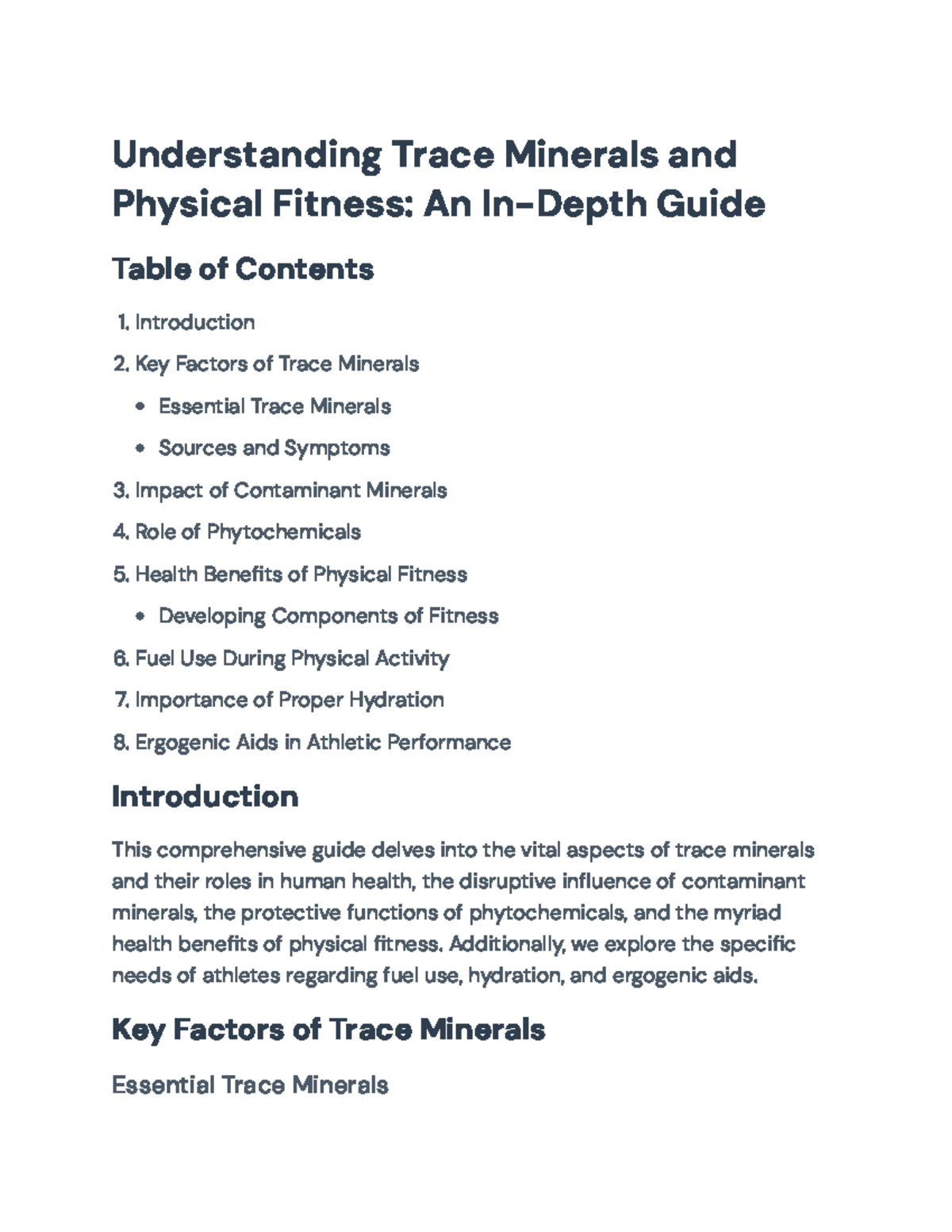 Nutrition and Fitness: Understanding Trace Minerals and Performance ...