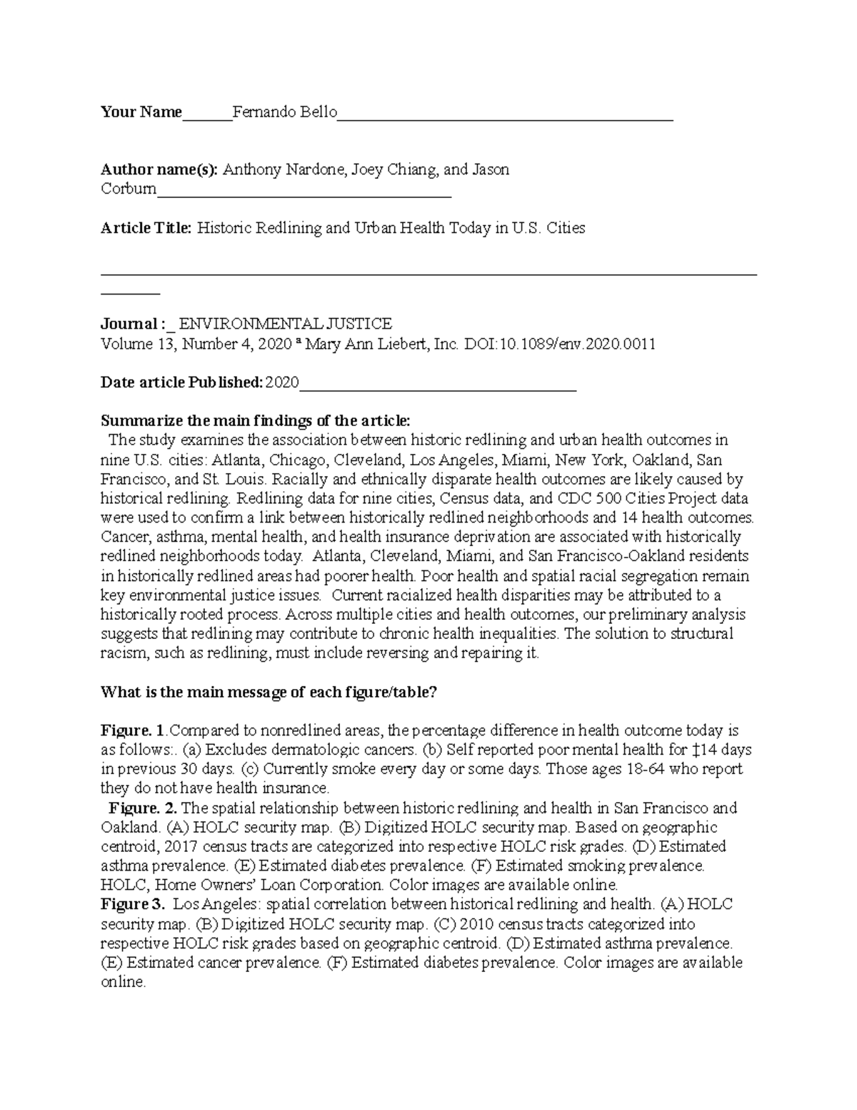 Journal Assignment Handout - Your Name______Fernando Bello