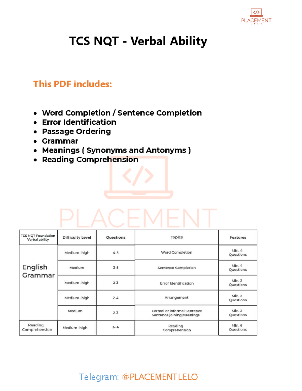 TCS NQT Verbal Ability: Sentence Completion Strategies and Tips - Studocu