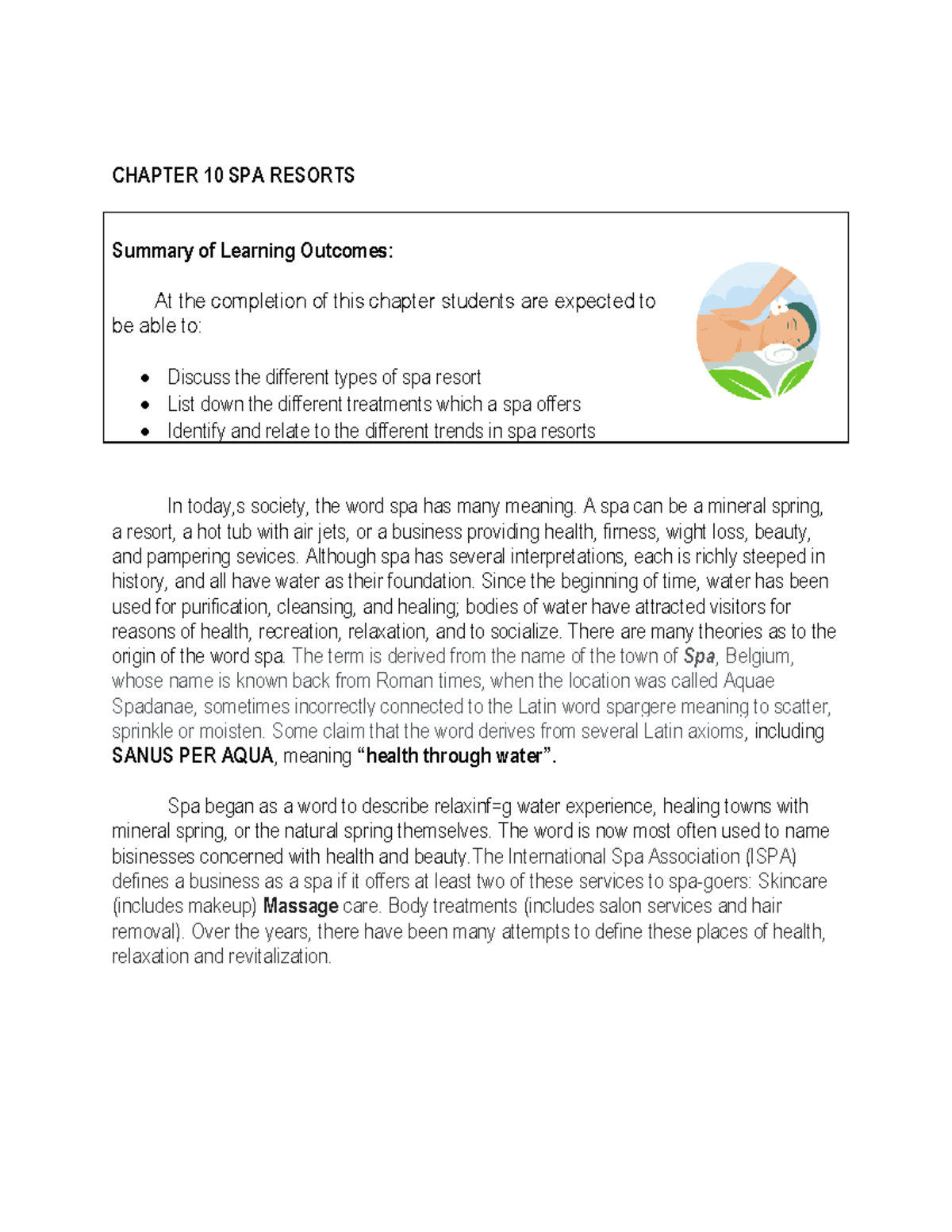 Elethp 01.CHAP10 - SPA Resorts - CHAPTER 10 SPA RESORTS Summary of ...