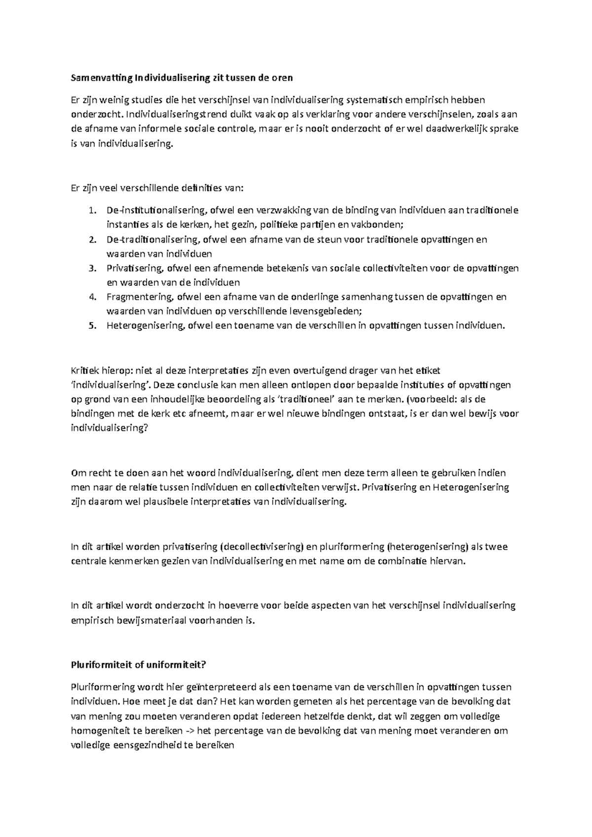 Samenvatting Individualisering zit tussen de oren ...
