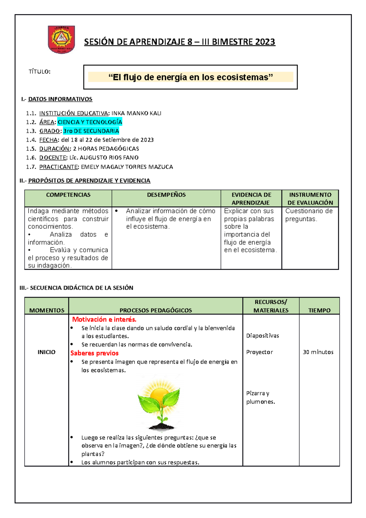 Flujo de Energía en Ecosistemas - Ciencia y Tecnología 3ro Sec. - Studocu