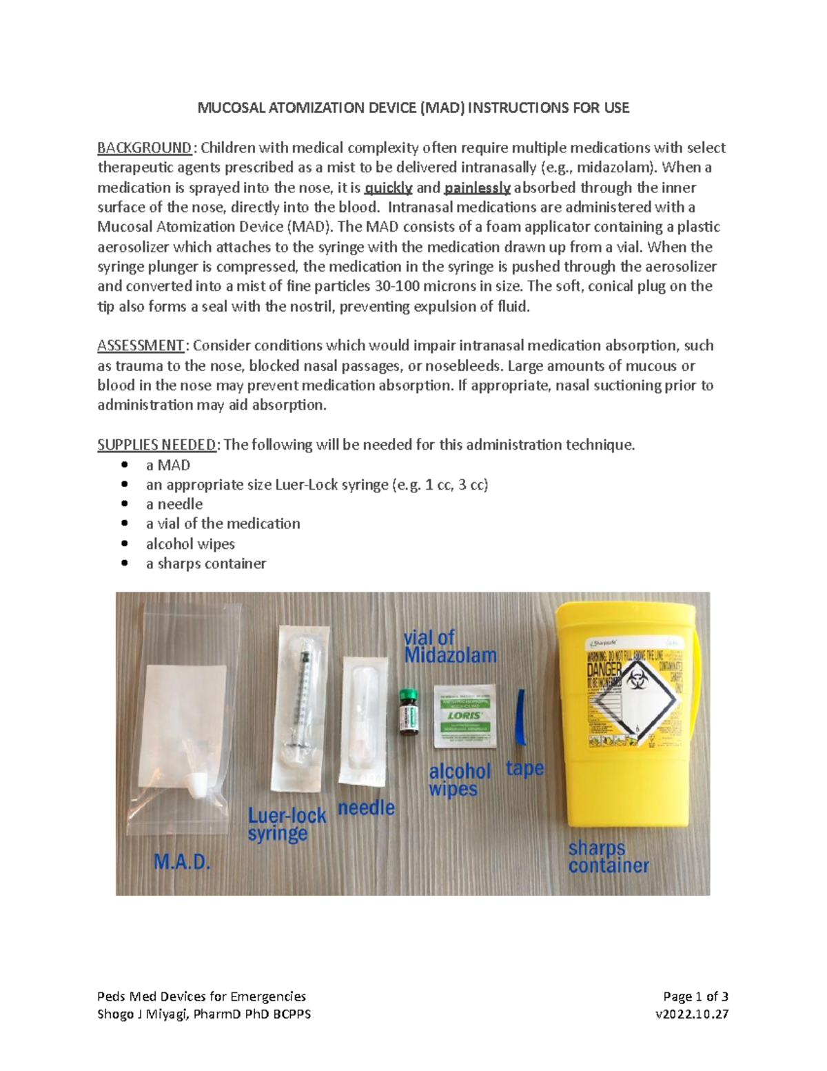 PHPP 597 - Mucosal Atomization Device (MAD) Usage Guide - Studocu
