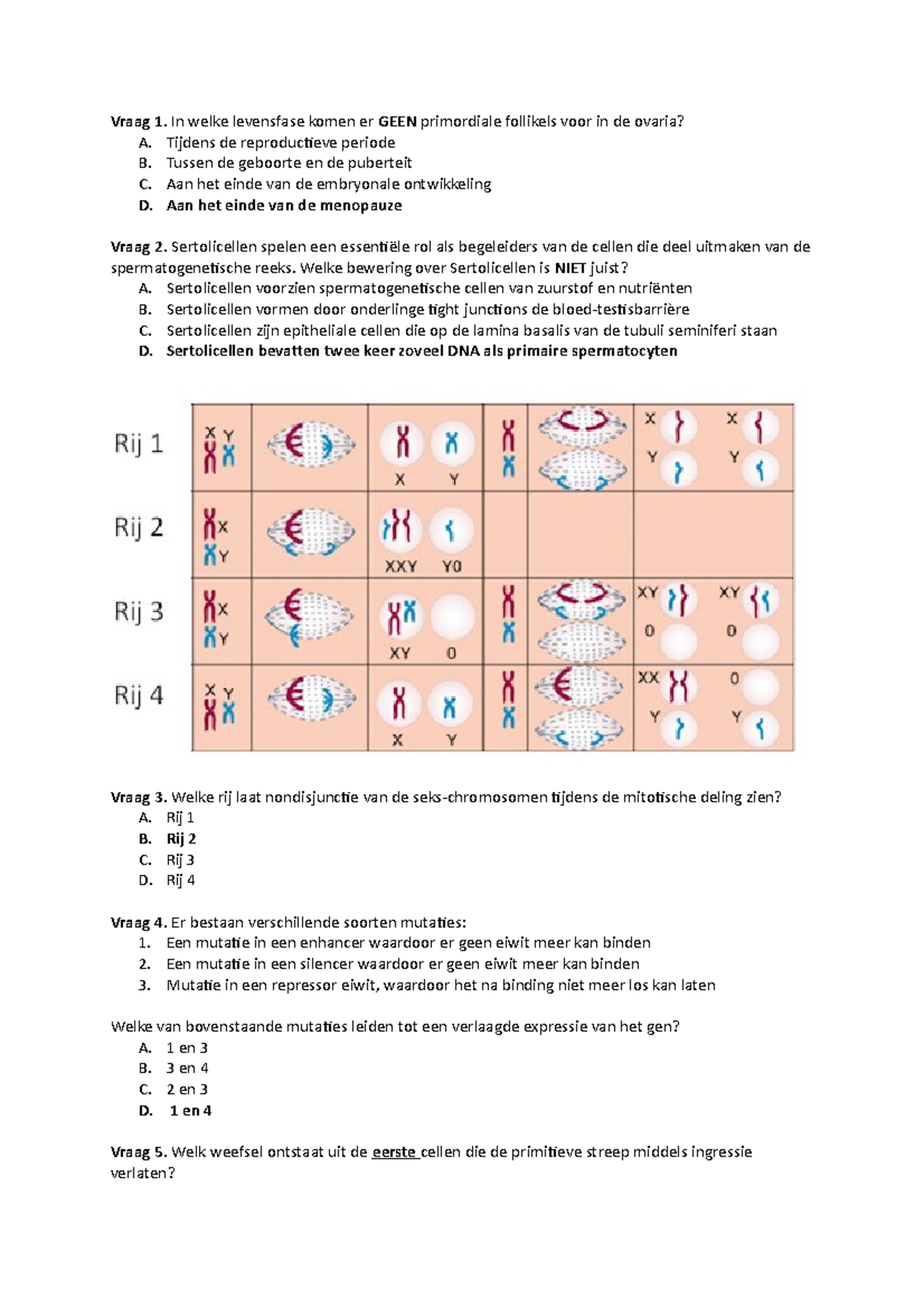 Proef tentamen 2016: Vragen en Antwoorden Biologie - Studeersnel