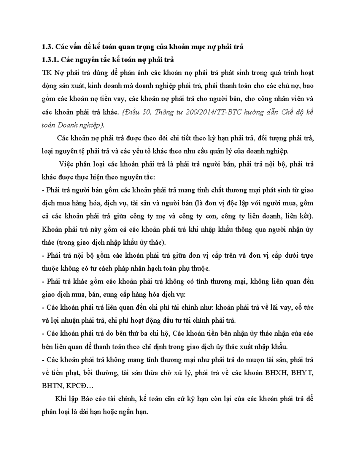 1.3. Các vấn đề kế toán nợ phải trả trong doanh nghiệp (TK 331, 341 ...