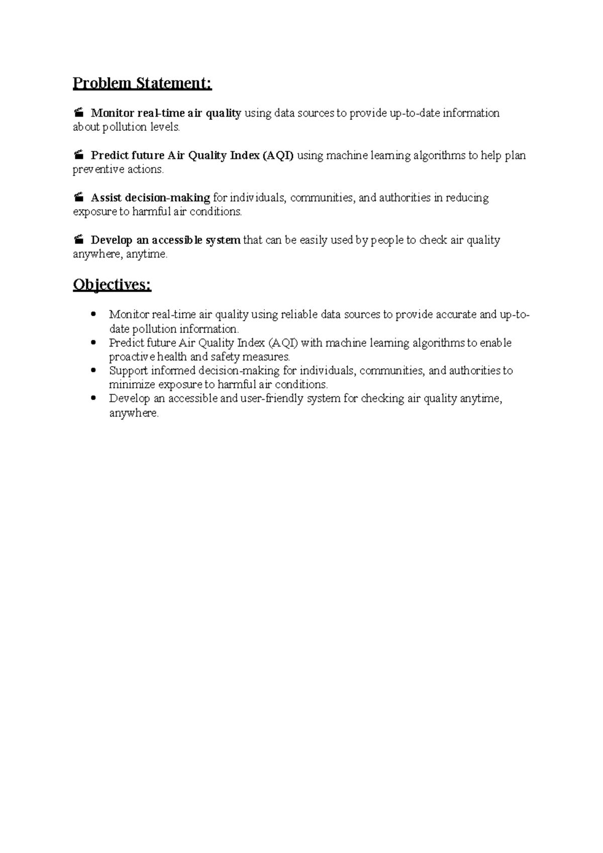 Problem Statement - ASD: Monitoring & Predicting Air Quality with ML - Studocu