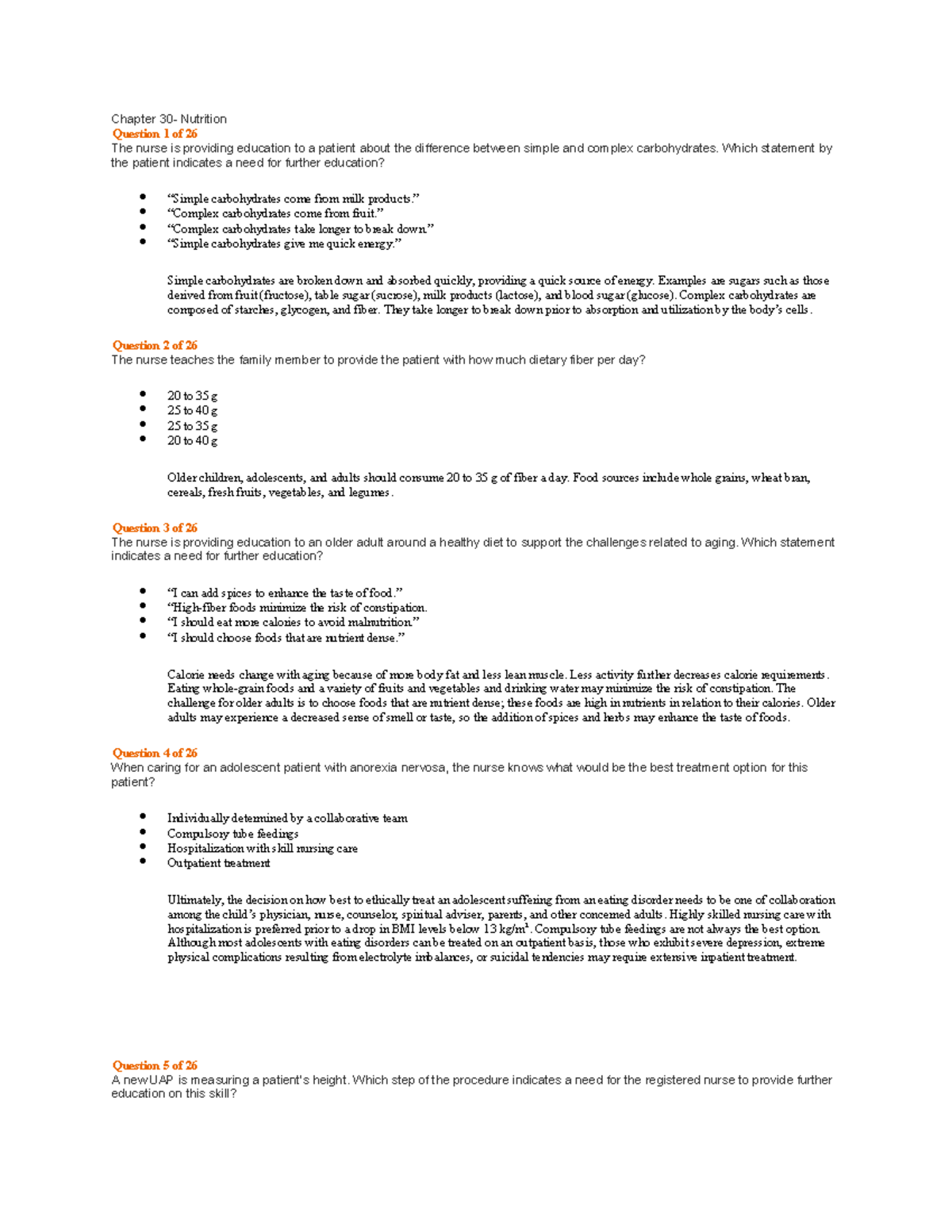 Chapter 30 - Nutrition: Key Concepts and Nursing Education - Studocu