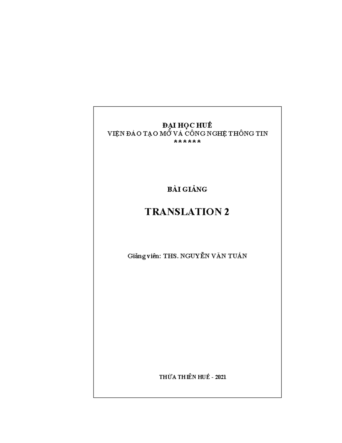 Translation 2 - Lesson Notes and Exercises - Studocu