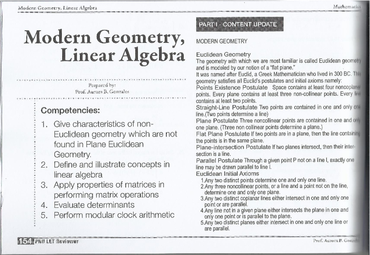 Modern Geometry and Linear Algebra: Comprehensive Overview - Studocu