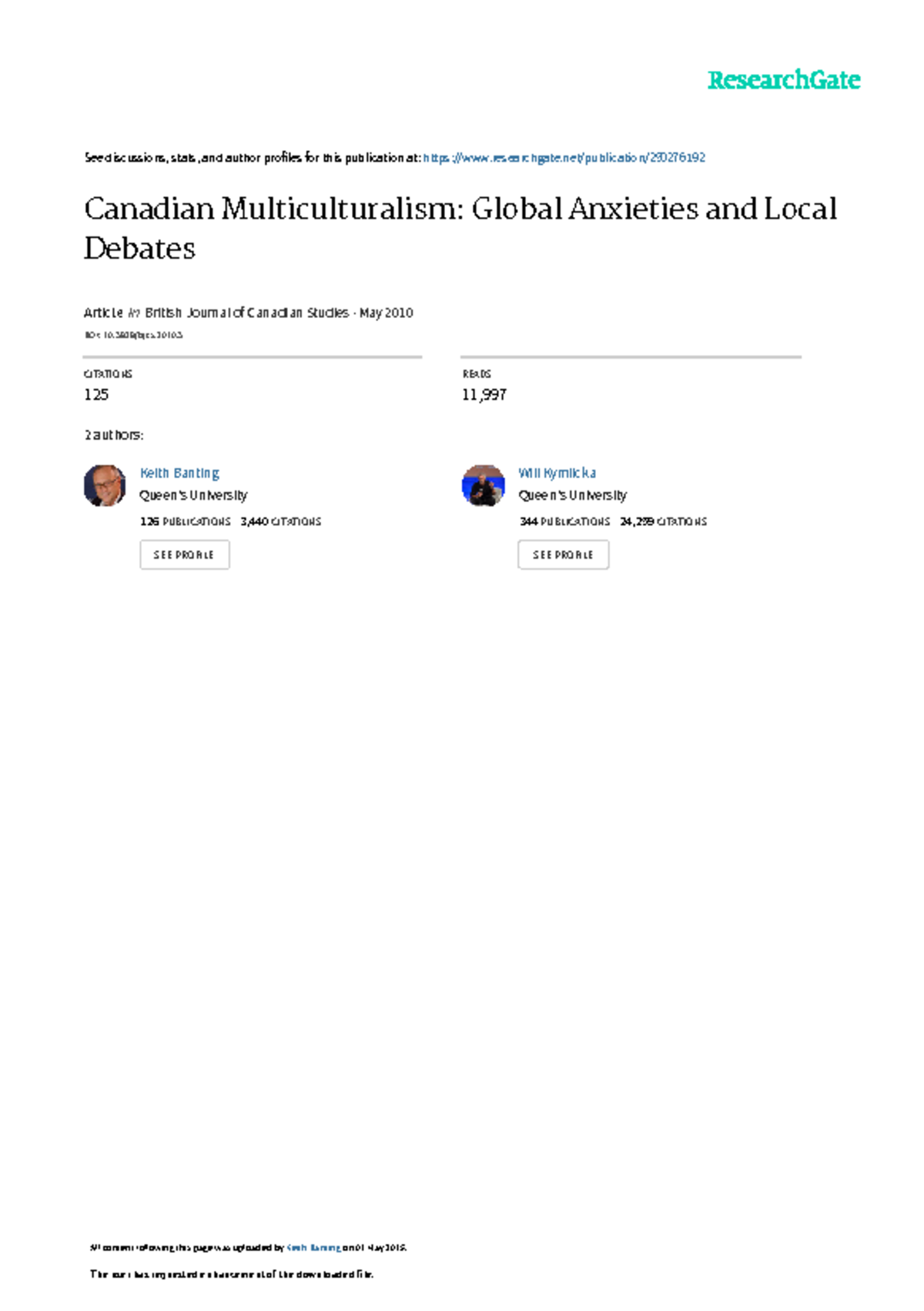 Canadian Multiculturalism: Analyzing Global Anxieties and Local Debates ...