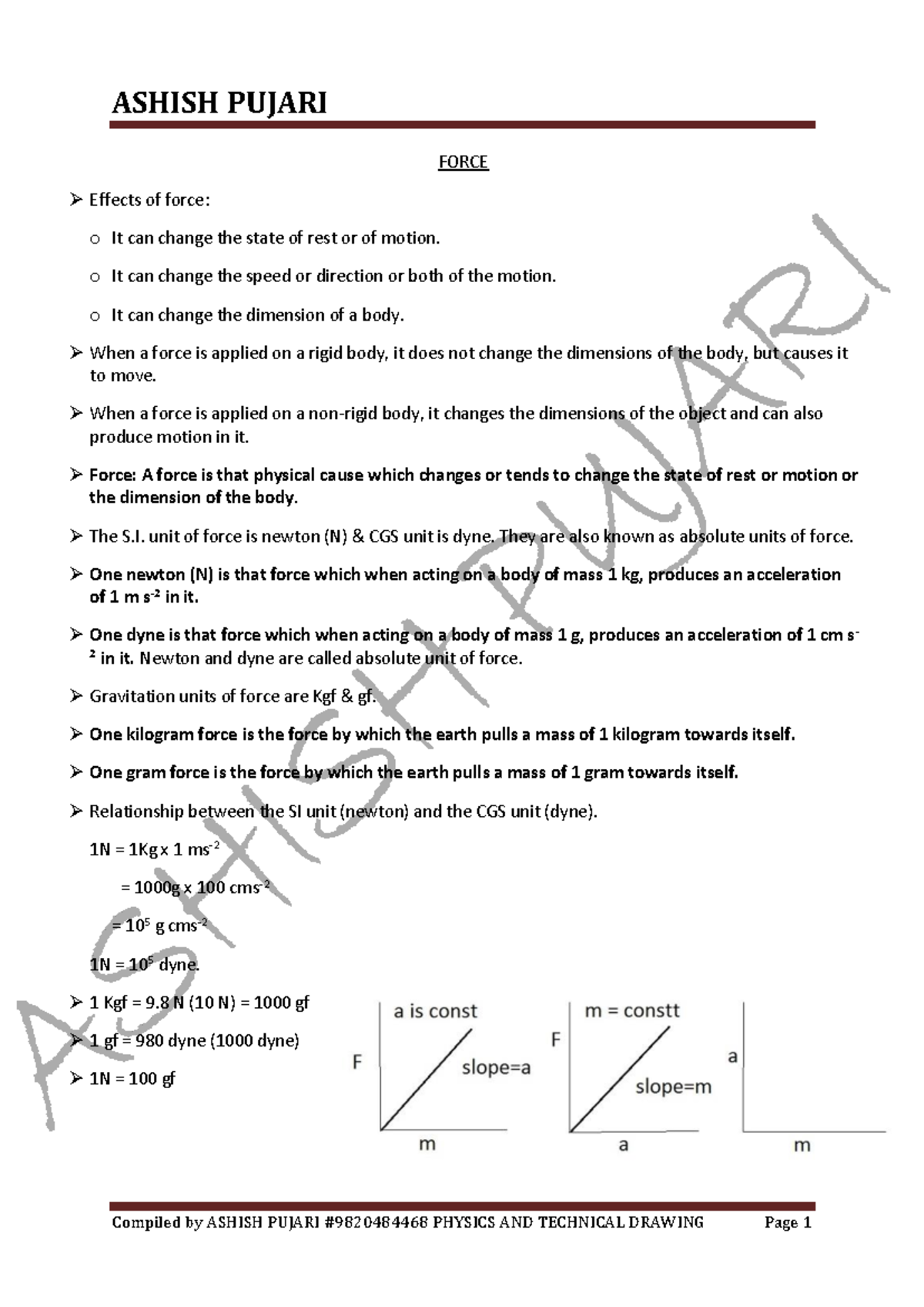 Force Notes: Understanding Force, Torque, and Circular Motion - Studocu