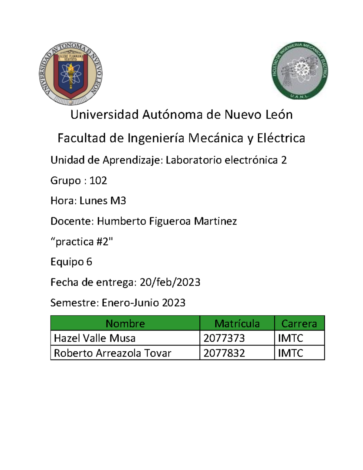 Práctica 2 Elec 2 Práctica 2 Del Laboratorio De Electrónica 2