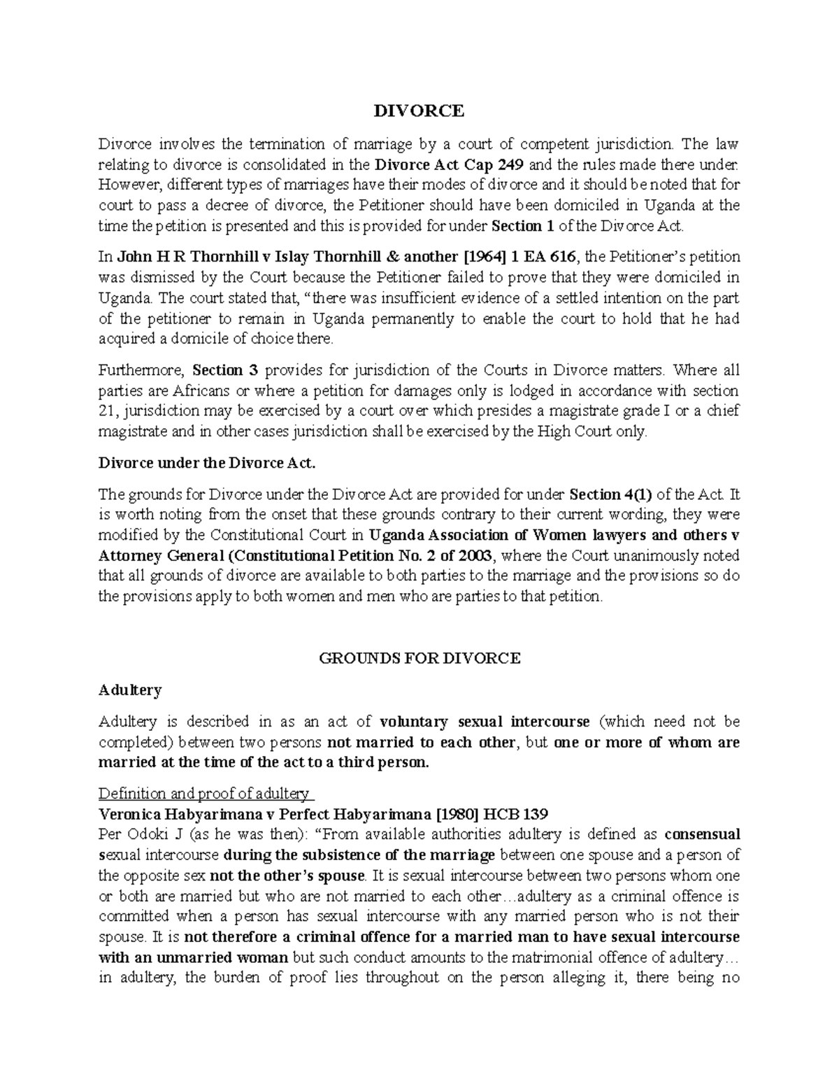 Divorce - DIVORCE Divorce involves the termination of marriage by a ...