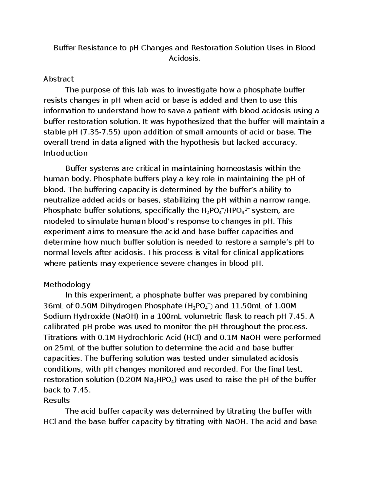 Buffer Resistance to pH Changes & Restoration Solutions in Blood ...