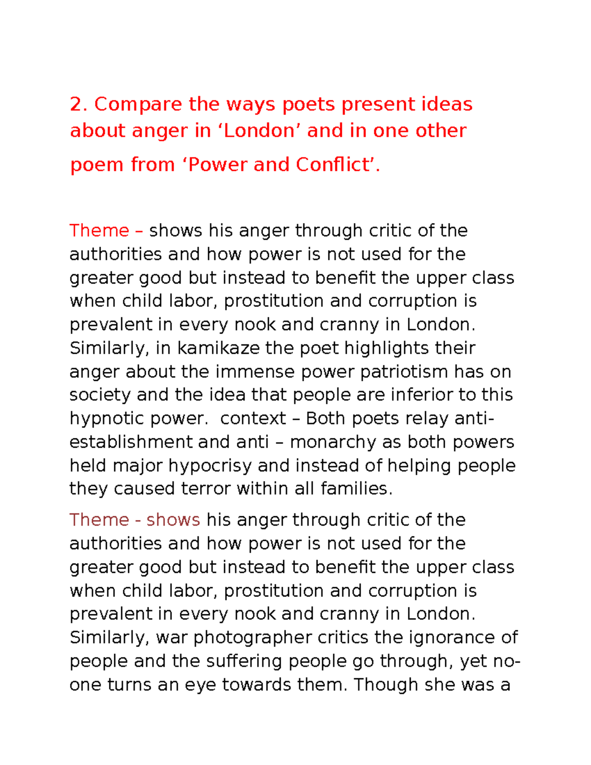 Comparative Analysis of Anger and Identity in Poetry (ENG101) - Studocu