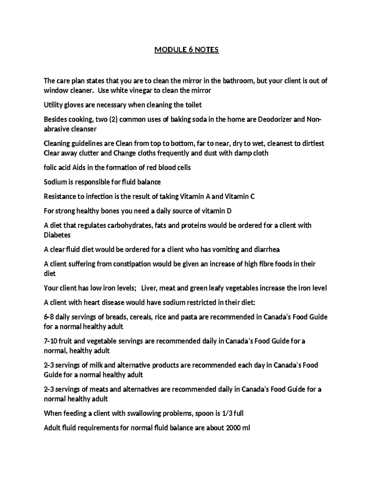 Module 6 TEST Review - Support Worker Home Management Insights - Studocu