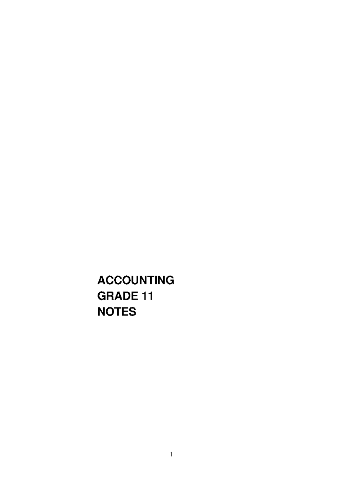 Accounting G11 Notes Financial Statements Cash Flow And Valuation