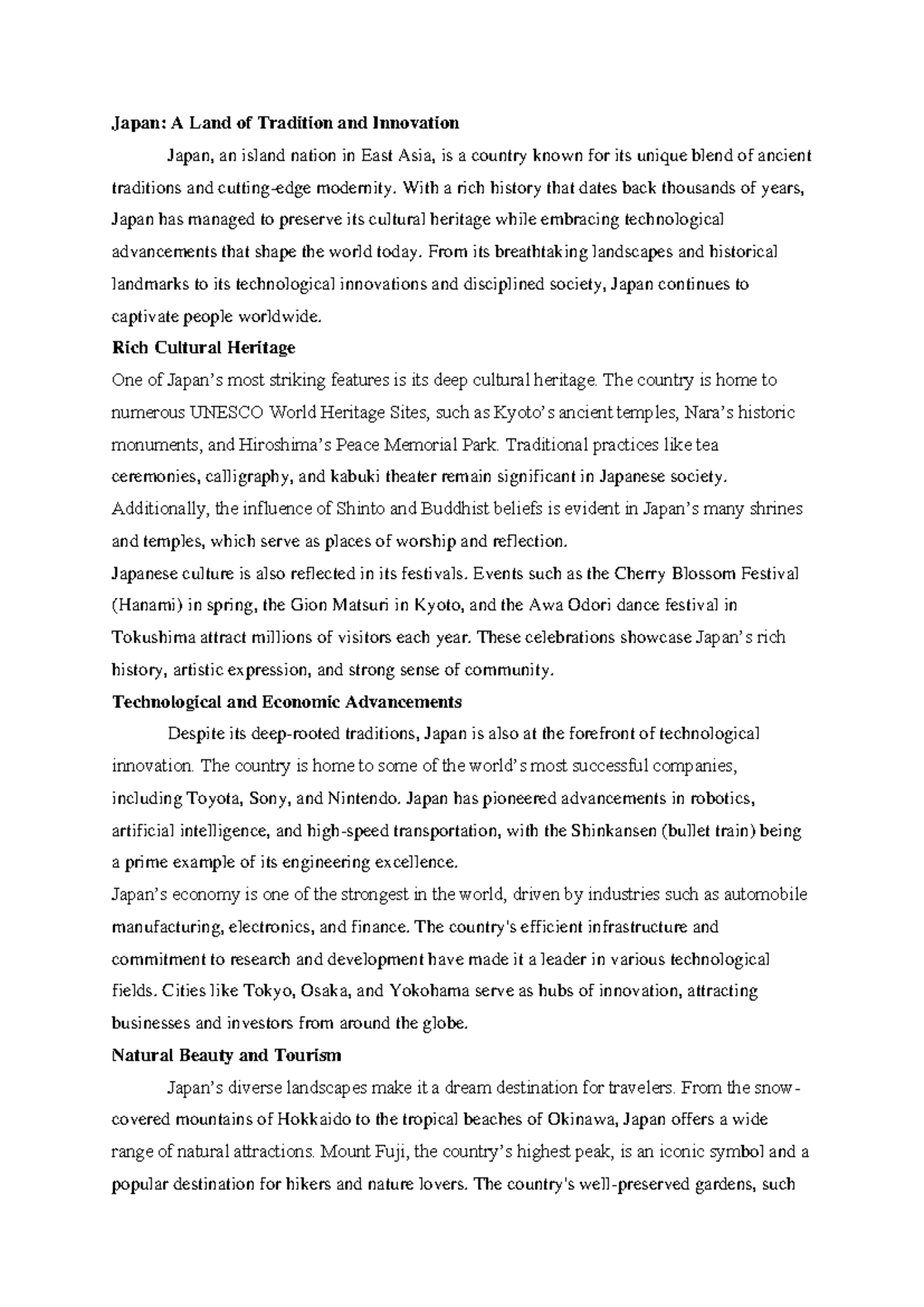 Rising place to be - Japan: A Land of Tradition and Innovation Japan ...