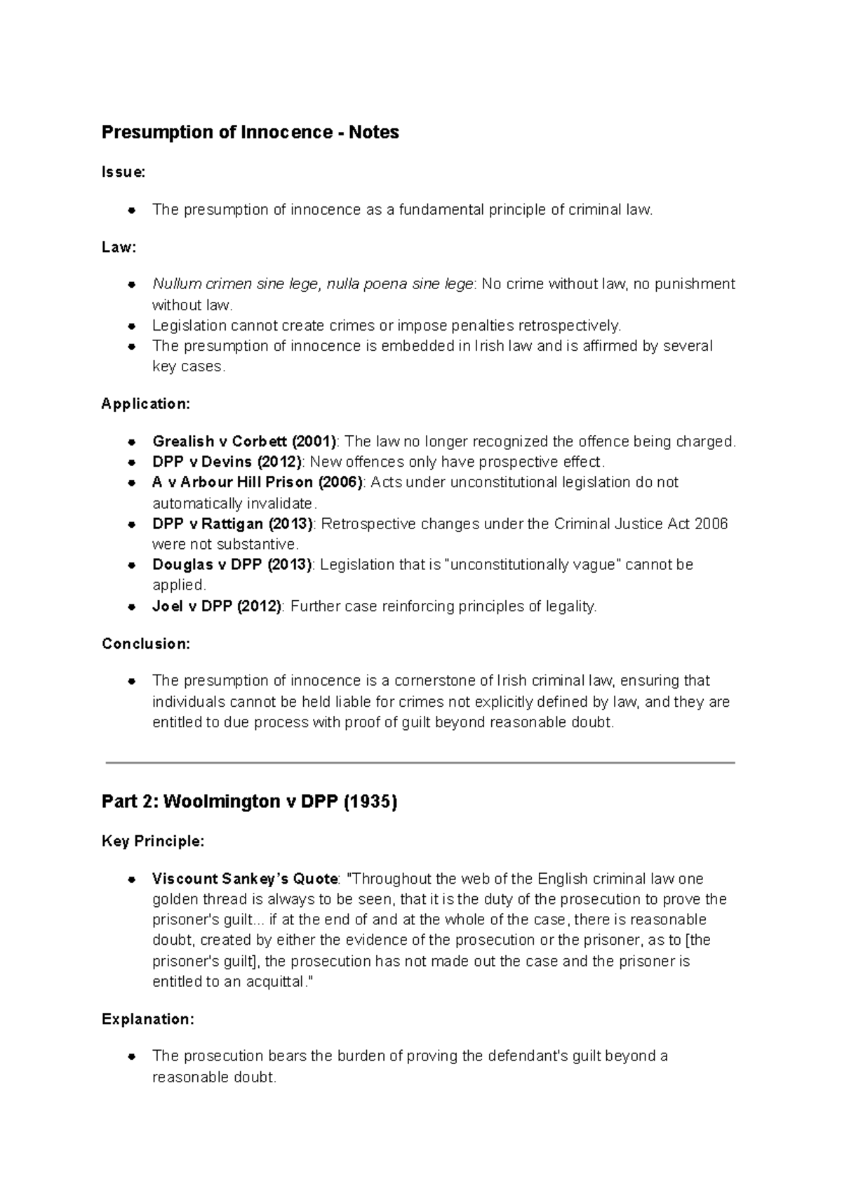 Presumption of Innocence - Notes - Presumption of Innocence - Notes ...